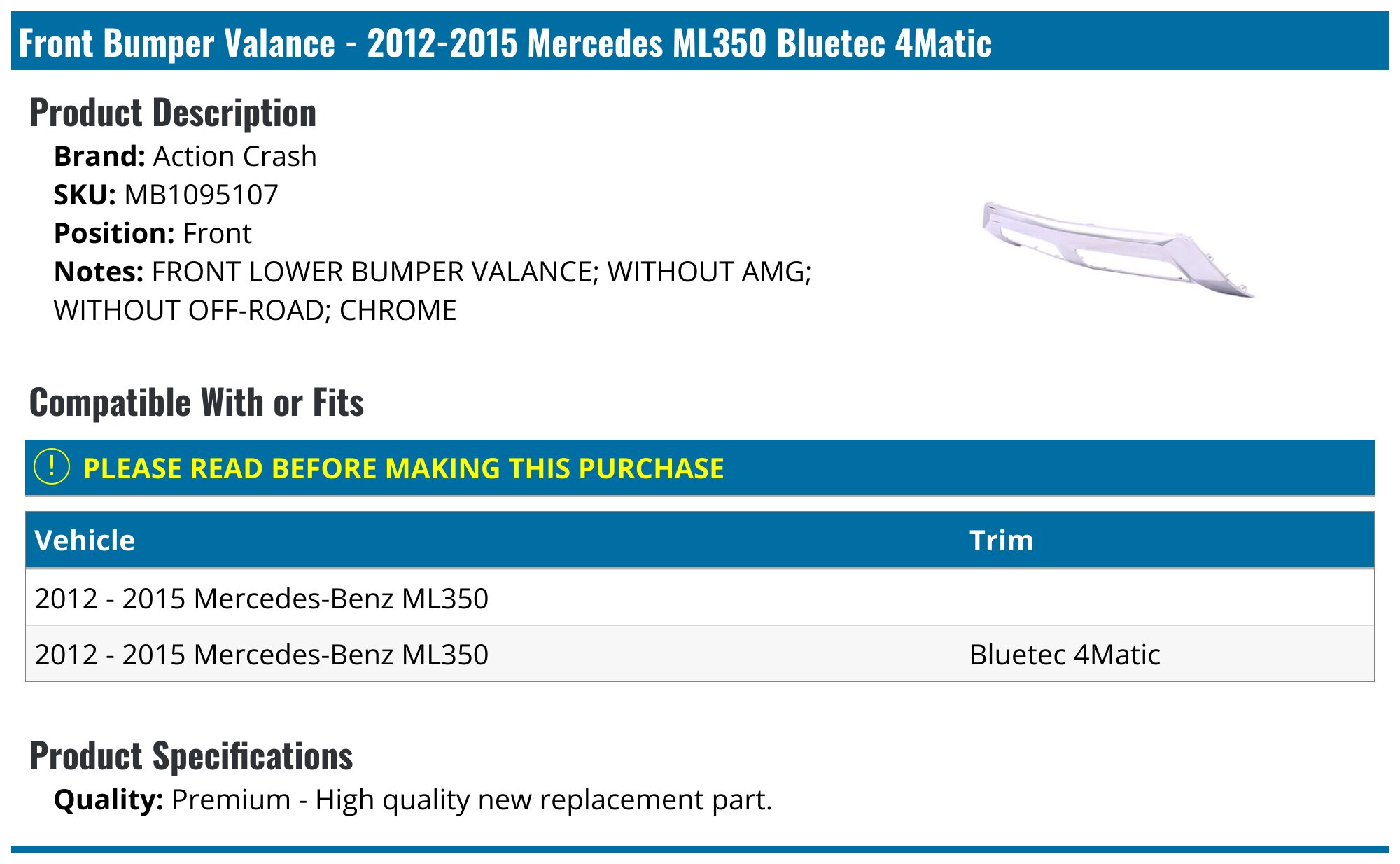 Valance Panel - Front Lower Bumper Valance | Parts Geek