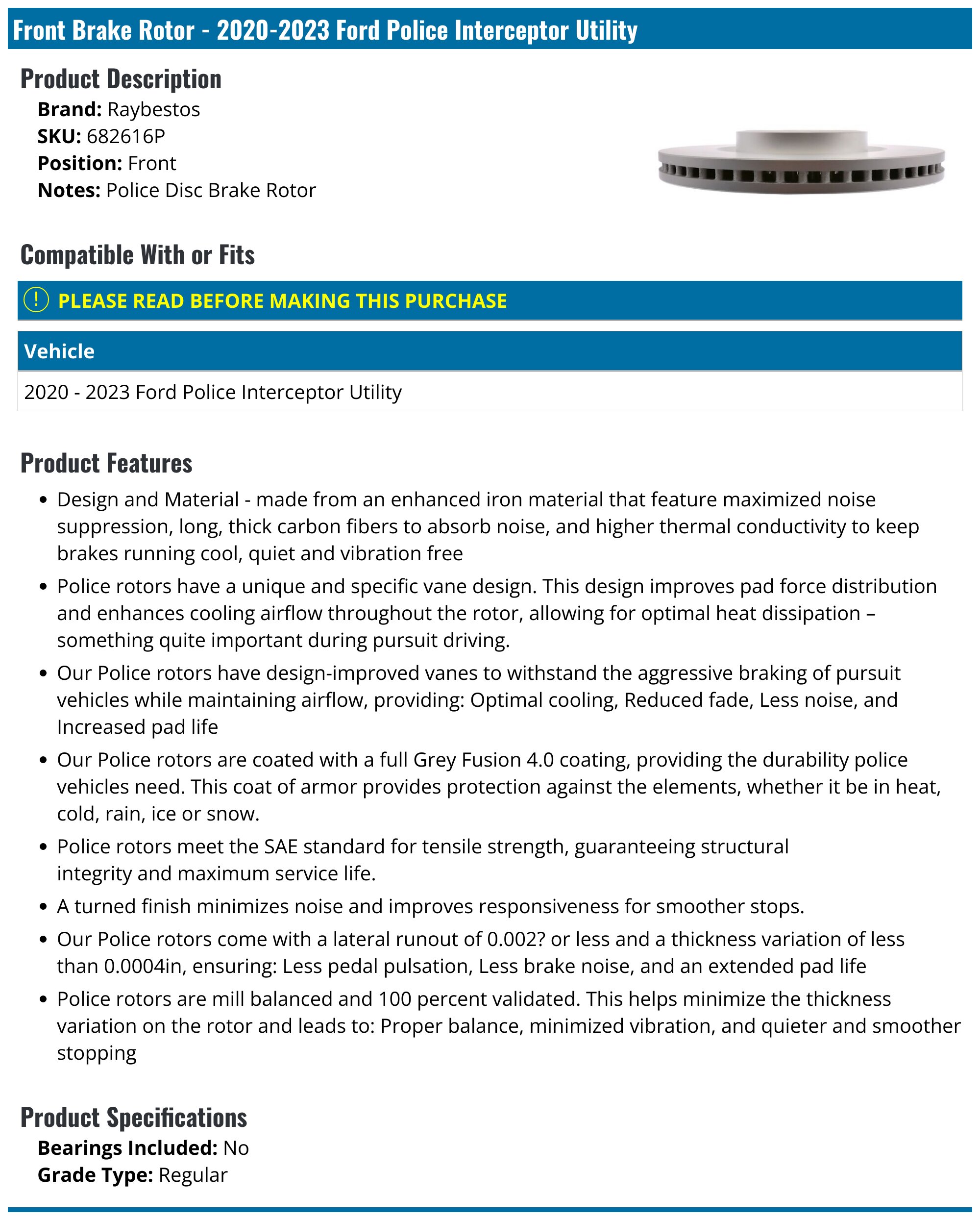 2020-2024 Ford Police Interceptor Utility Brake Rotor - Raybestos ...