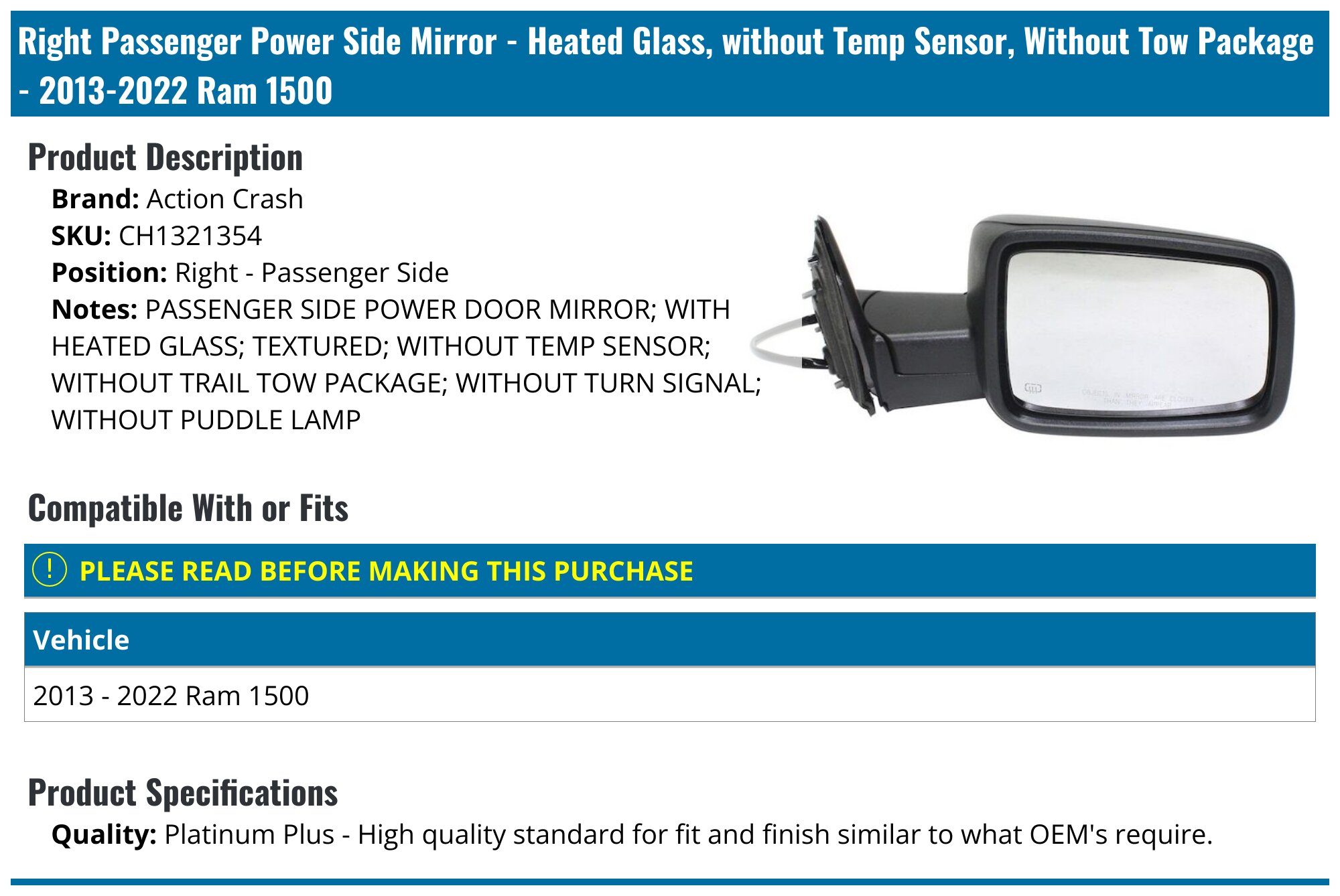 Dodge Ram 1500 Mirror Replacement - Side View Mirrors | 2020, 2019 ...