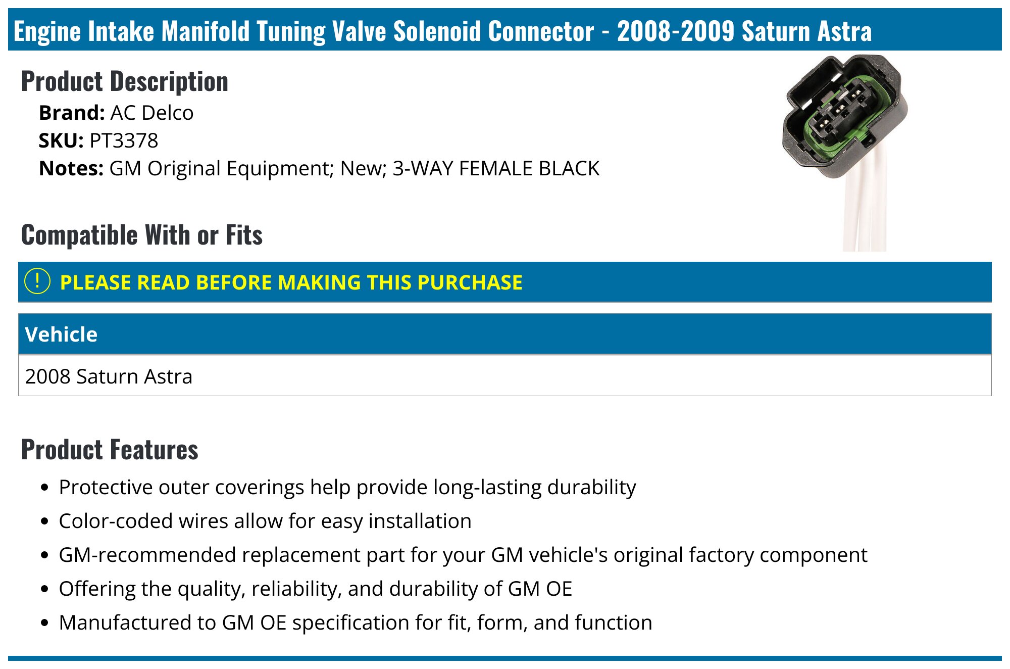 2008-2009 Saturn Astra Engine Intake Manifold Tuning Valve Solenoid ...