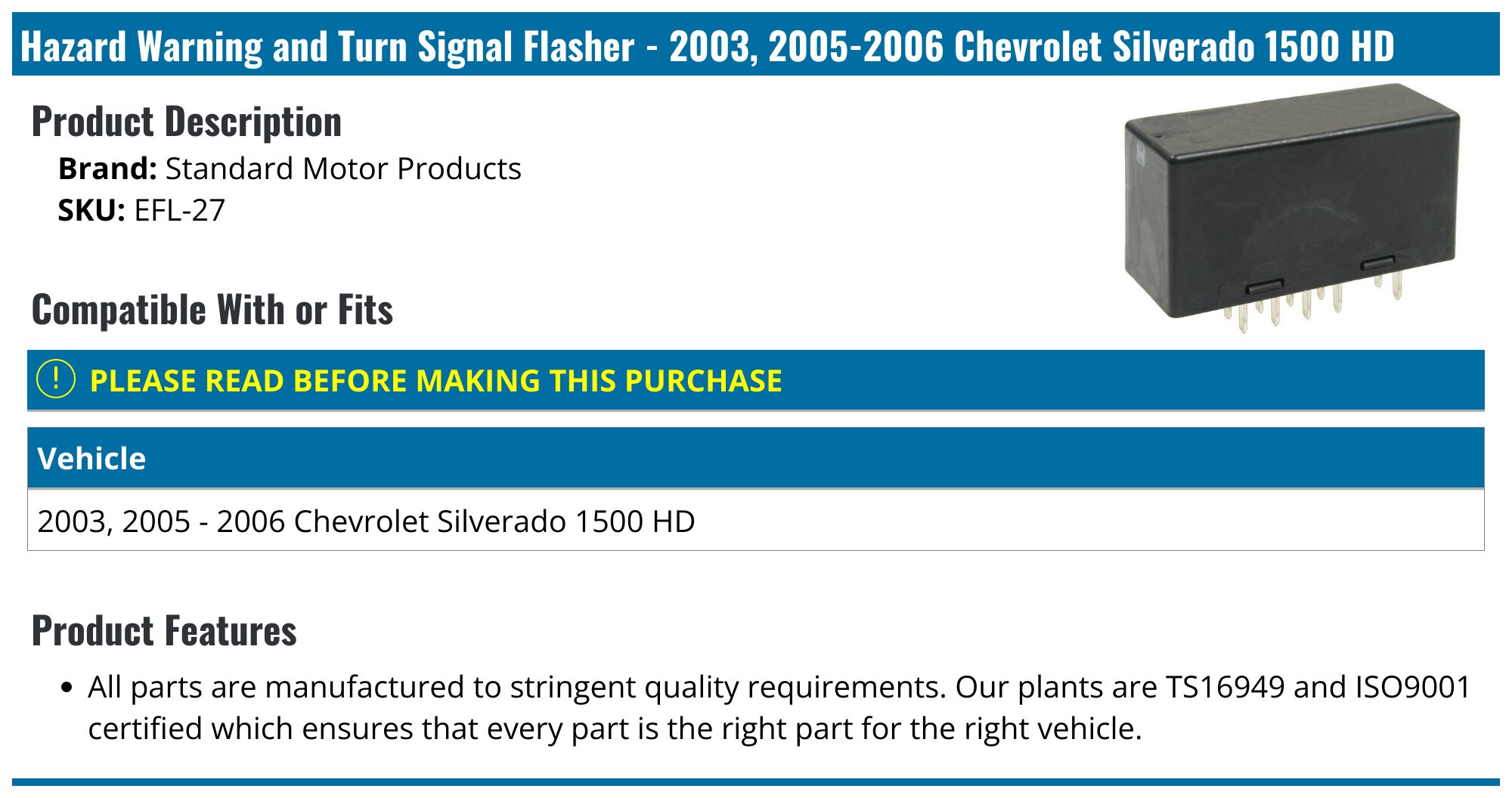 2003, 2005-2006 Chevrolet Silverado 1500 HD Hazard Warning Flasher ...