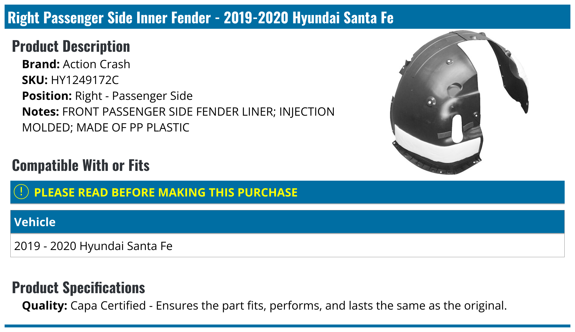 Inner Fender Well Liner - Wheel Well Liner Replacement | Parts Geek