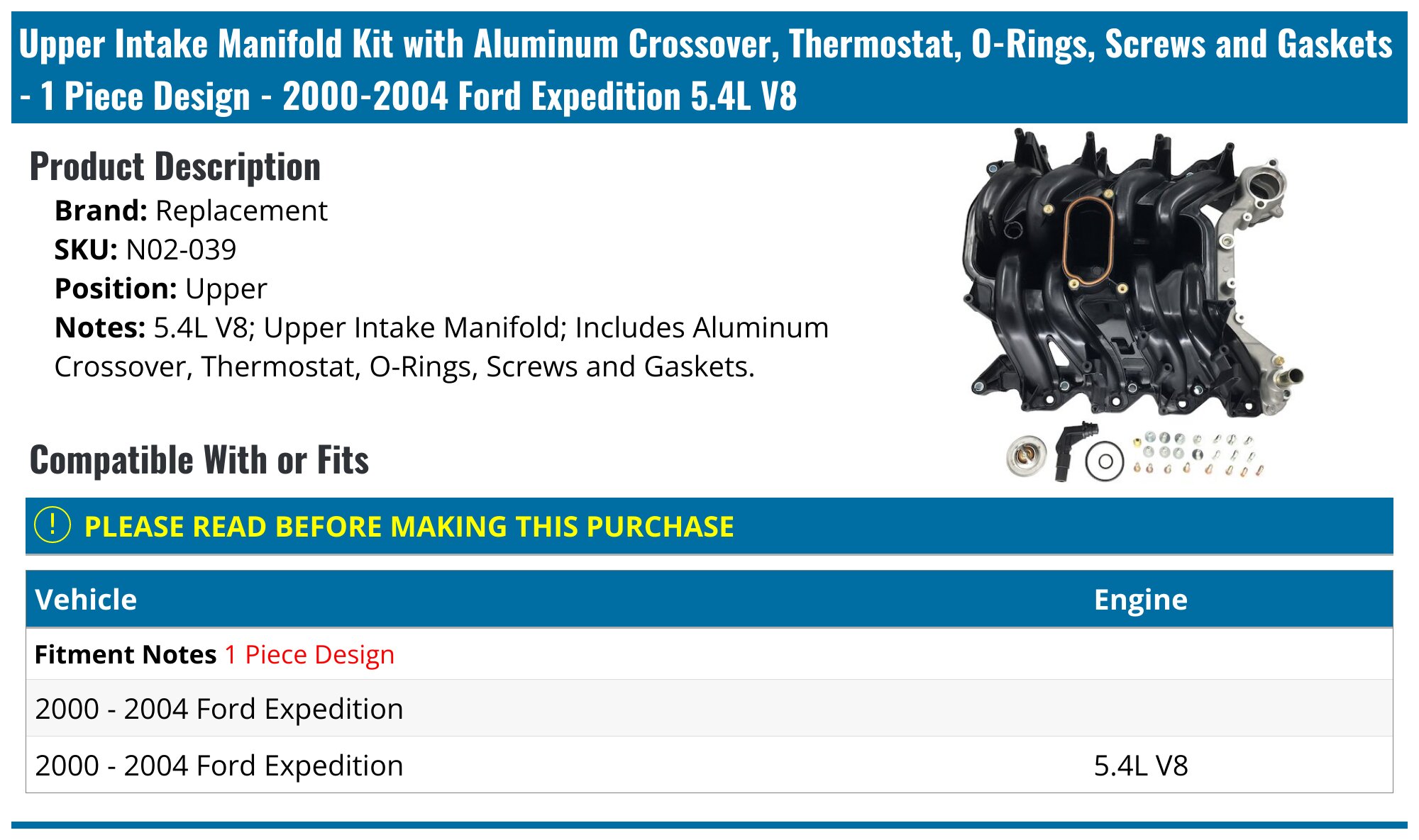 2000-2004 Ford Expedition Intake Manifold - Replacement N02-039 ...