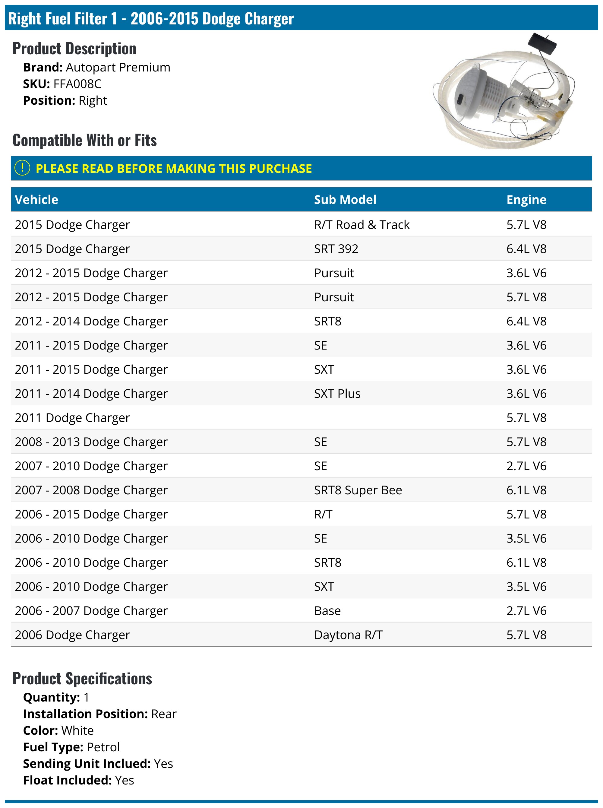 2014 Dodge Charger Fuel Capacity