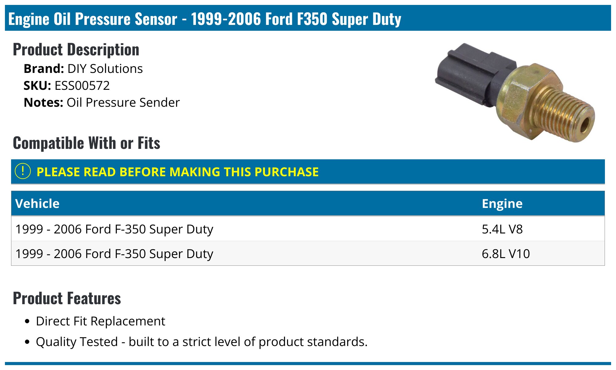 1999-2006 Ford F350 Super Duty Engine Oil Pressure Sensor - DIY ...