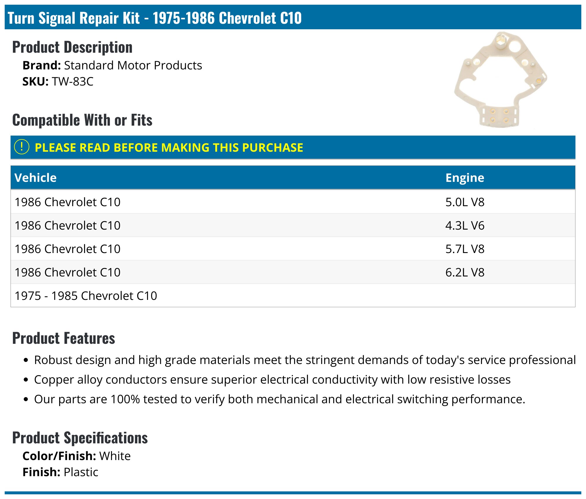 1975-1986 Chevrolet C10 Turn Signal Repair Kit - Standard Motor ...