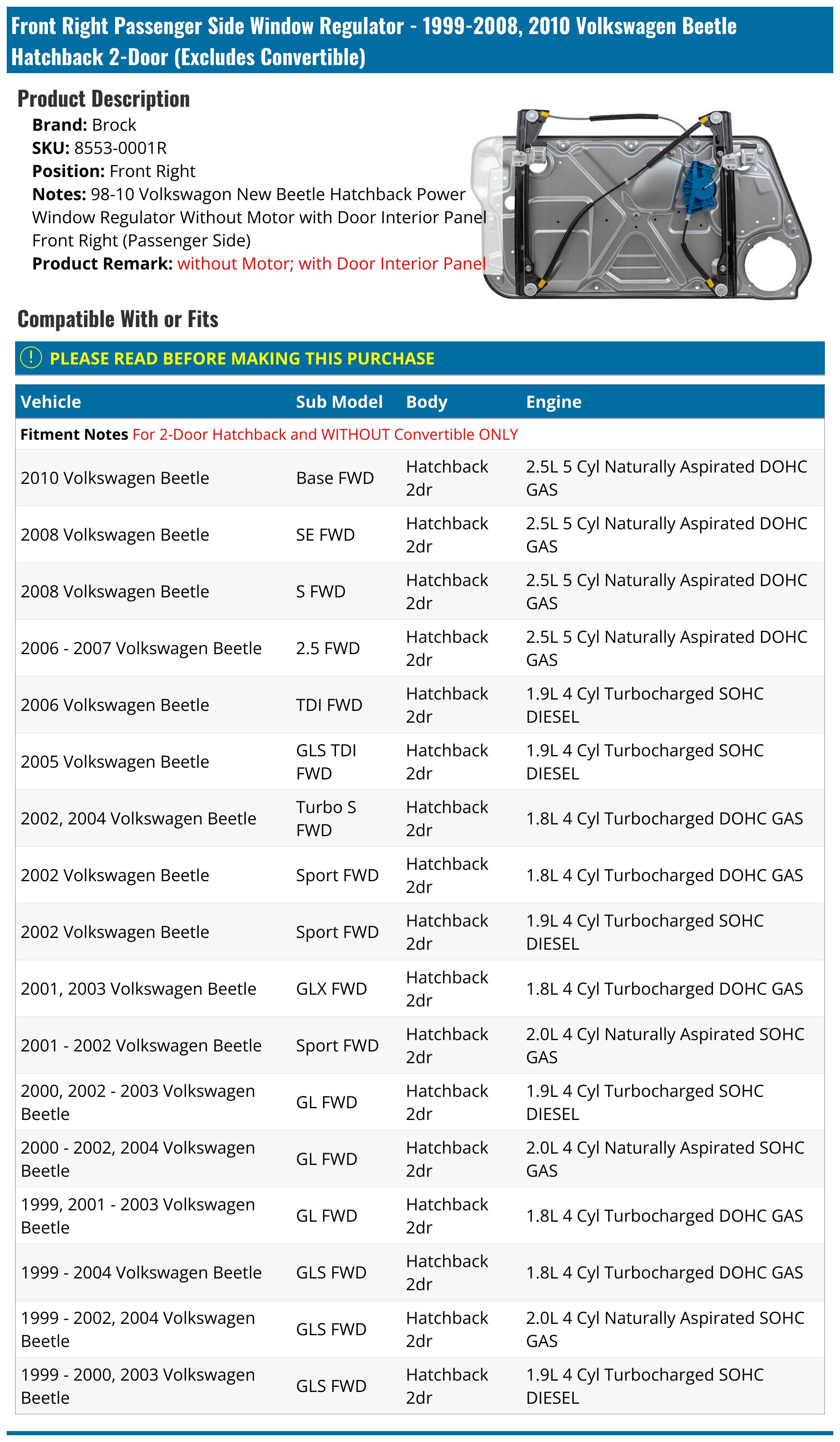 Volkswagen Beetle Parts & Accessories - VW Beetle Parts Catalog