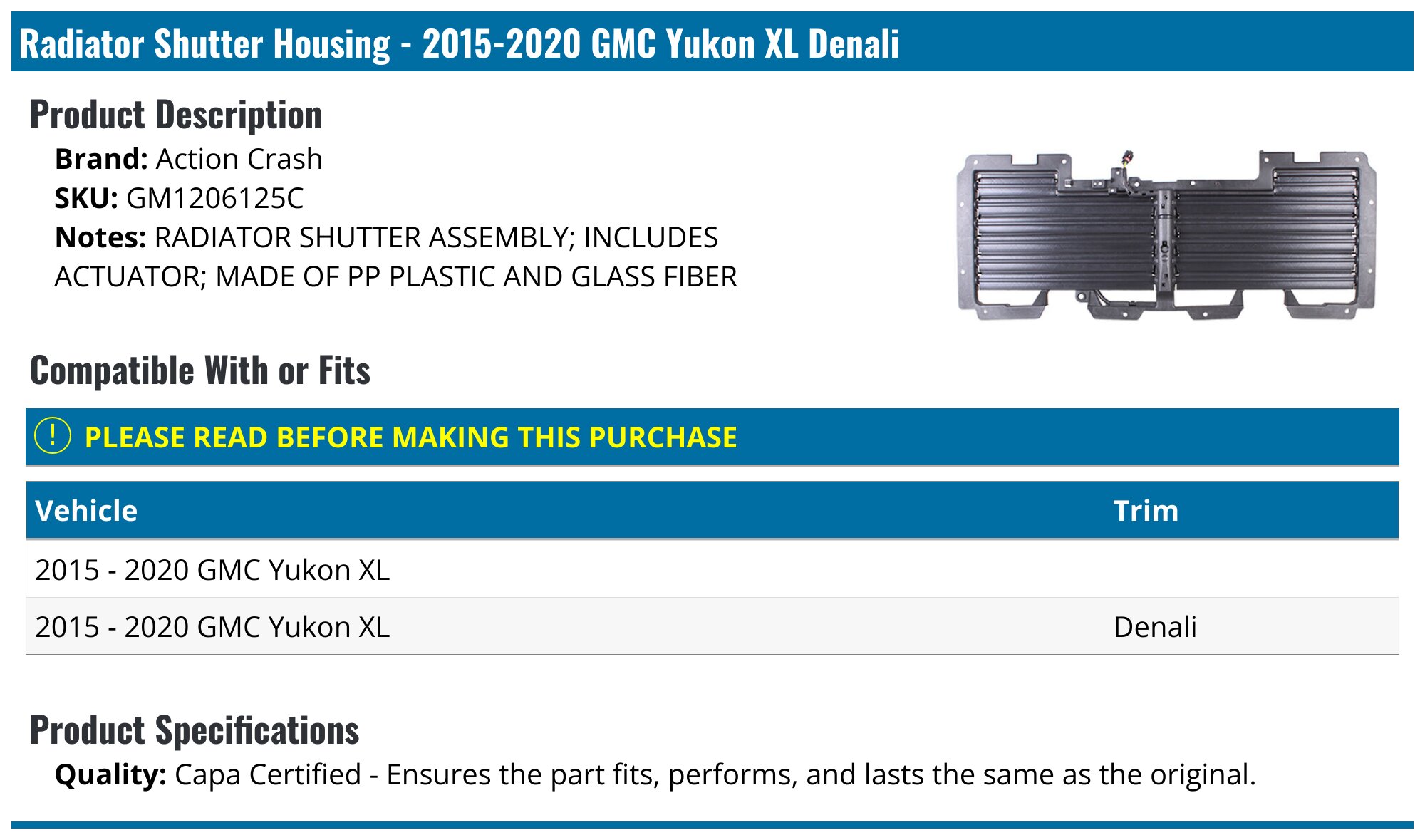 Active Radiator Grille Shutter Assembly | Upper and Lower