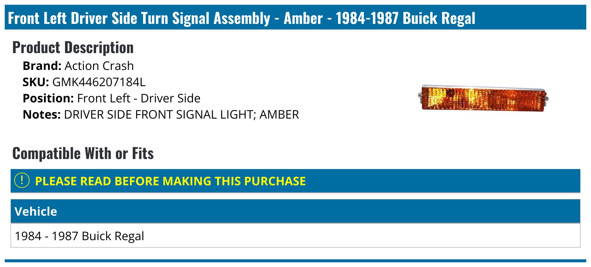 Turn Signal Light Assembly | Left & Right Blinker Lens Replacement