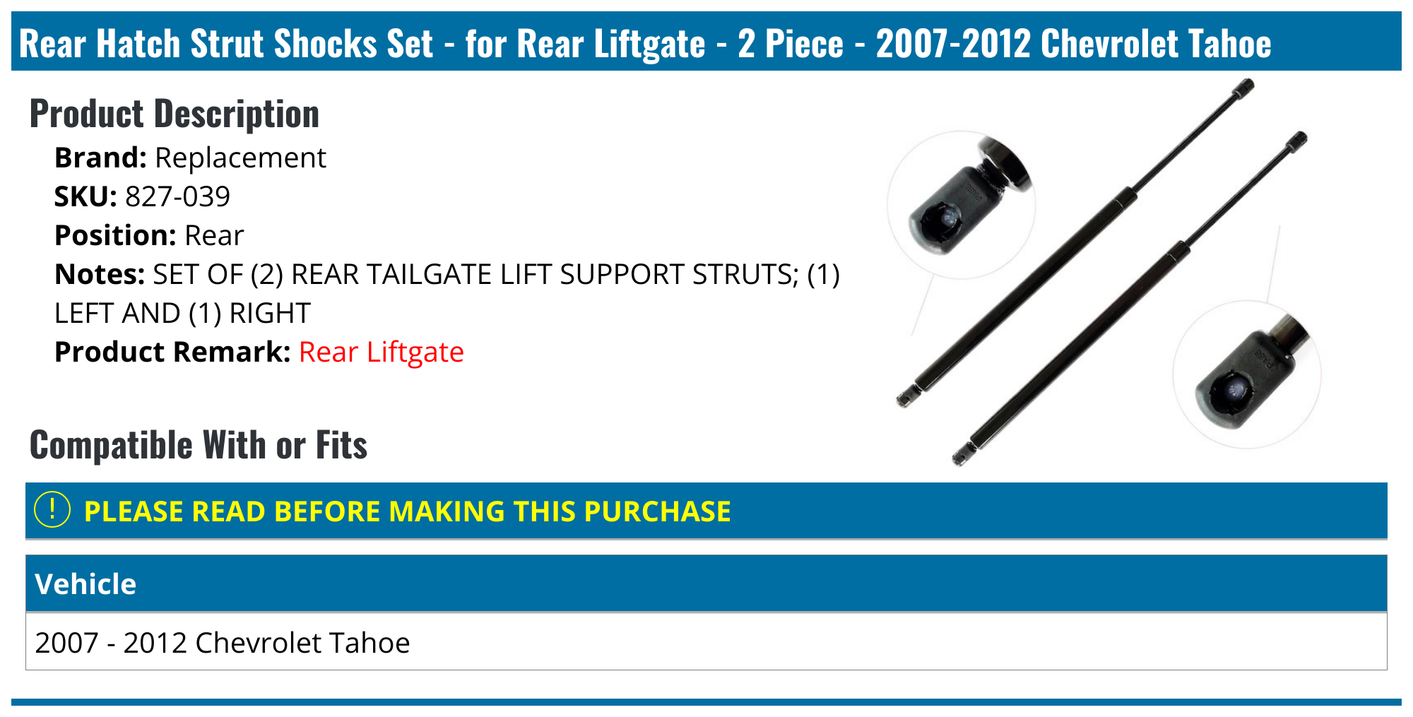 Rear Hatch Strut - Hatch Strut Replacement | Parts Geek