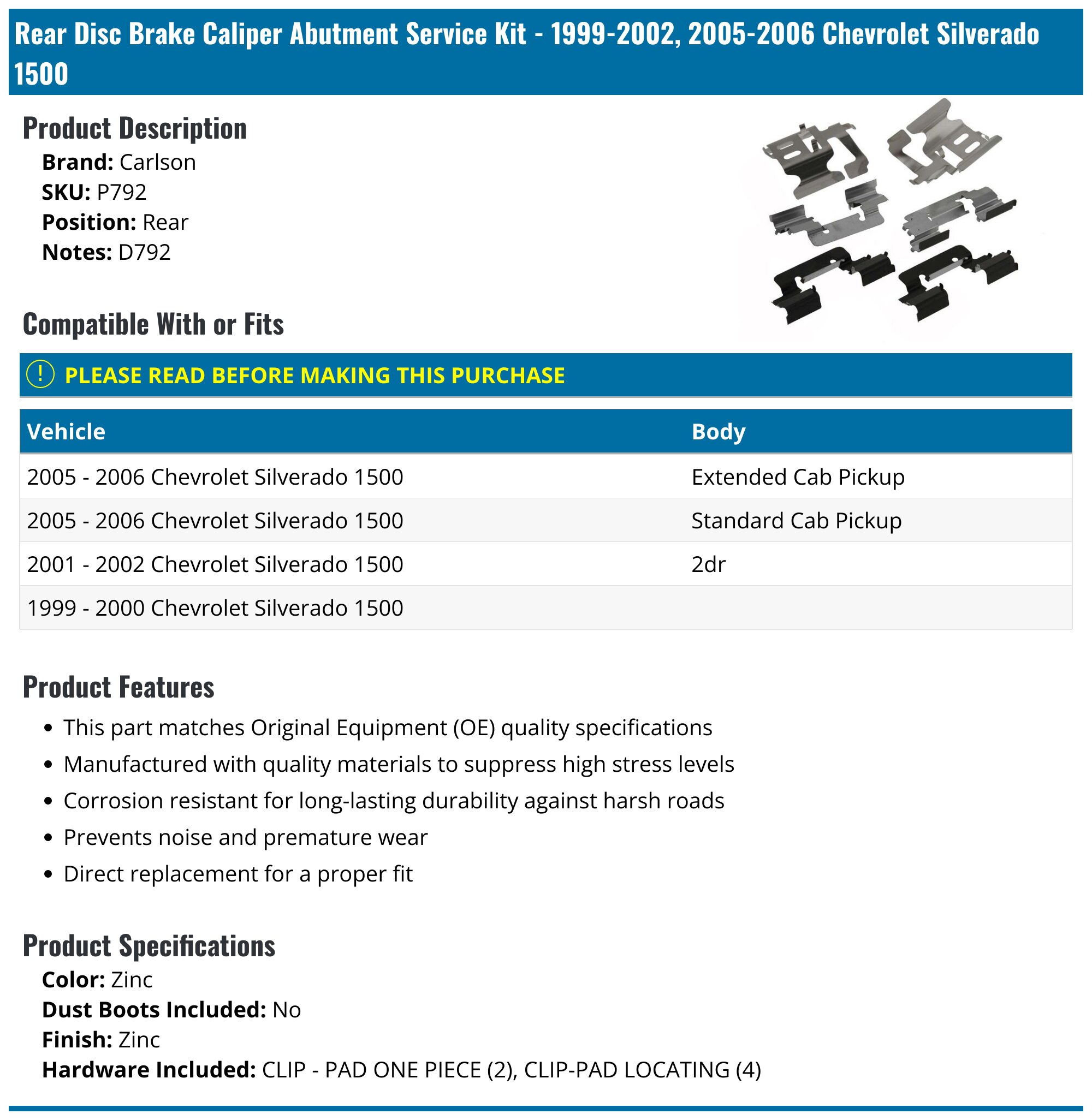 1999-2002, 2005-2006 Chevrolet Silverado 1500 Disc Brake Caliper ...