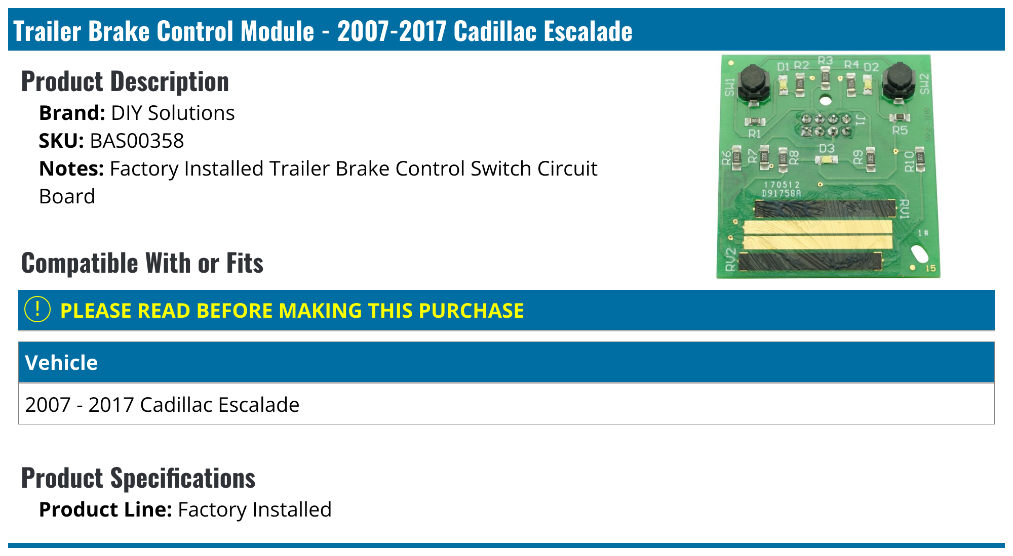 2007-2017 Cadillac Escalade Trailer Brake Control - DIY Solutions ...