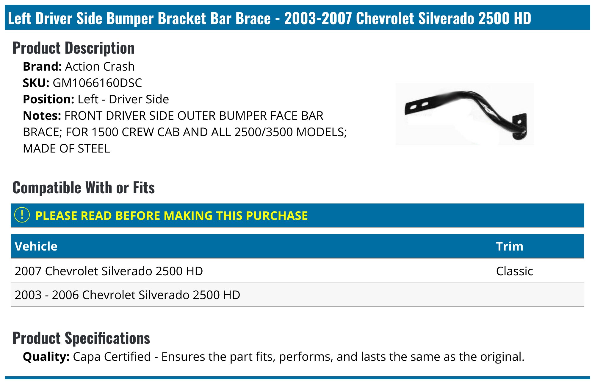 Bumper Bracket - Front & Rear Bumper Brackets | Parts Geek