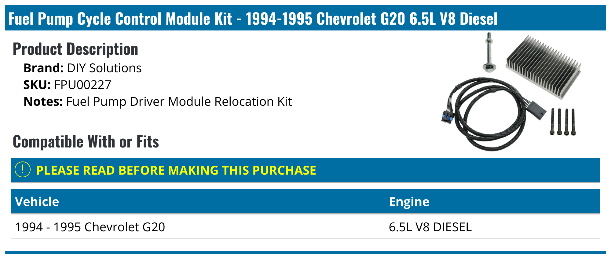 1994-1995 Chevrolet G20 Fuel Pump Control Module - DIY Solutions ...