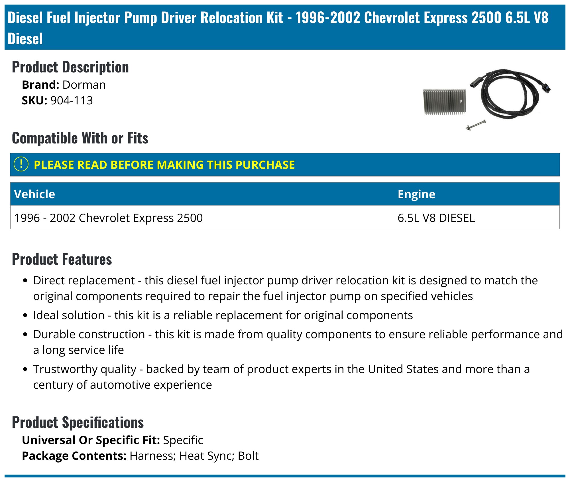 1996-2002 Chevrolet Express 2500 Diesel Fuel Injector Pump Driver ...