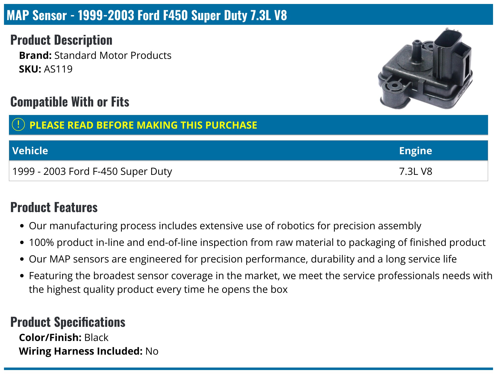 1999-2003 Ford F450 Super Duty MAP Sensor - Standard Motor Products ...