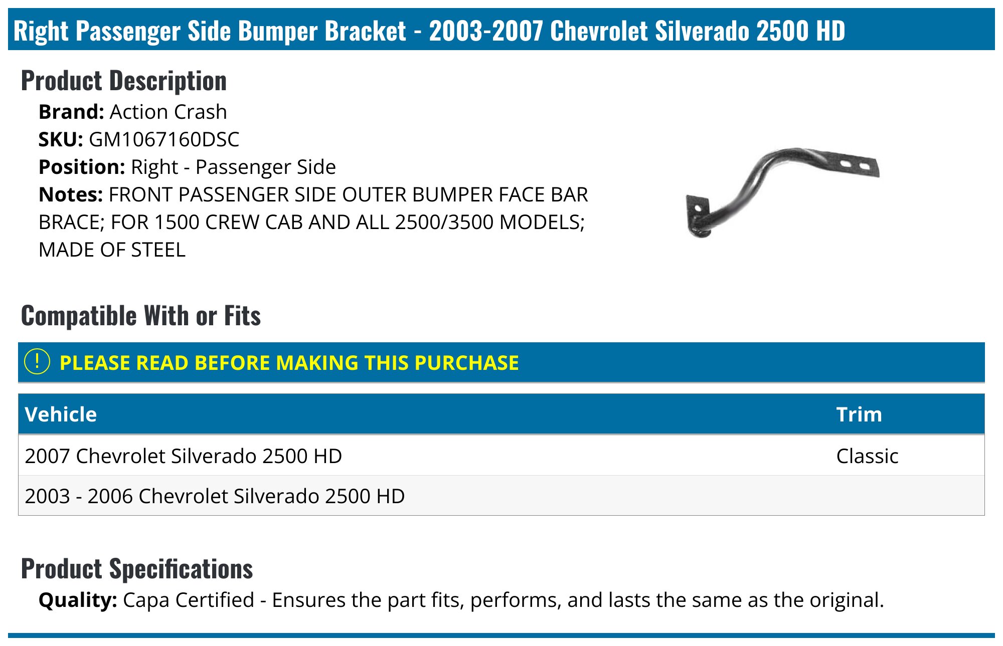 Bumper Bracket - Front & Rear Bumper Brackets | Parts Geek