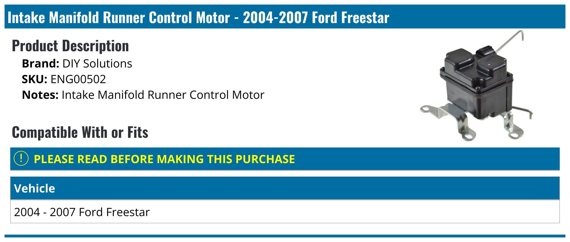 2004-2007 Ford Freestar Intake Manifold Actuator - DIY Solutions ...