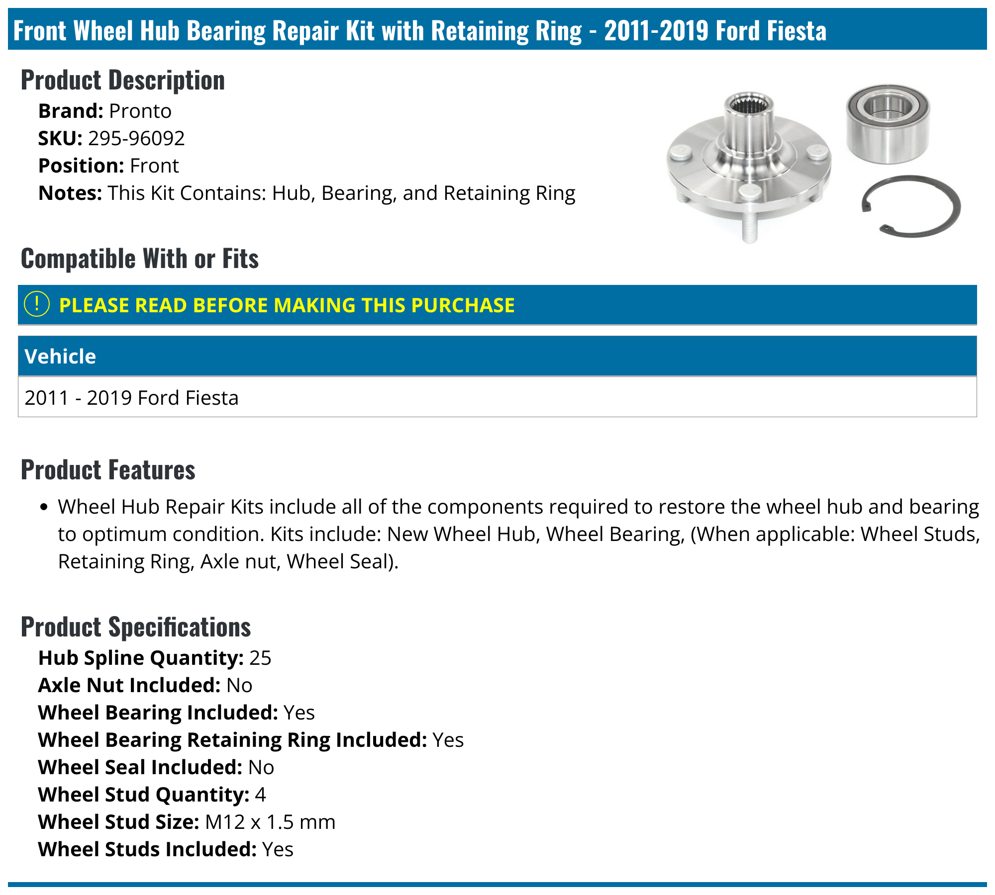 Wheel Bearing Hub Assembly - Front and Rear Wheel Hub Replacement