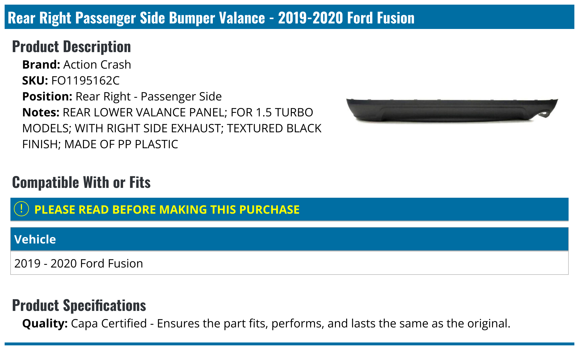 Valance Panel - Front Lower Bumper Valance | Parts Geek