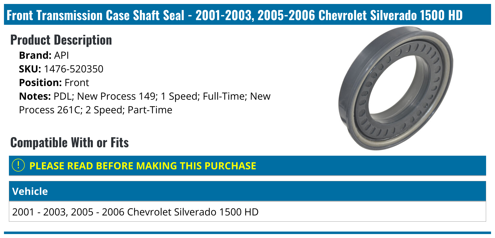 2001-2003, 2005-2006 Chevrolet Silverado 1500 HD Transmission Case ...