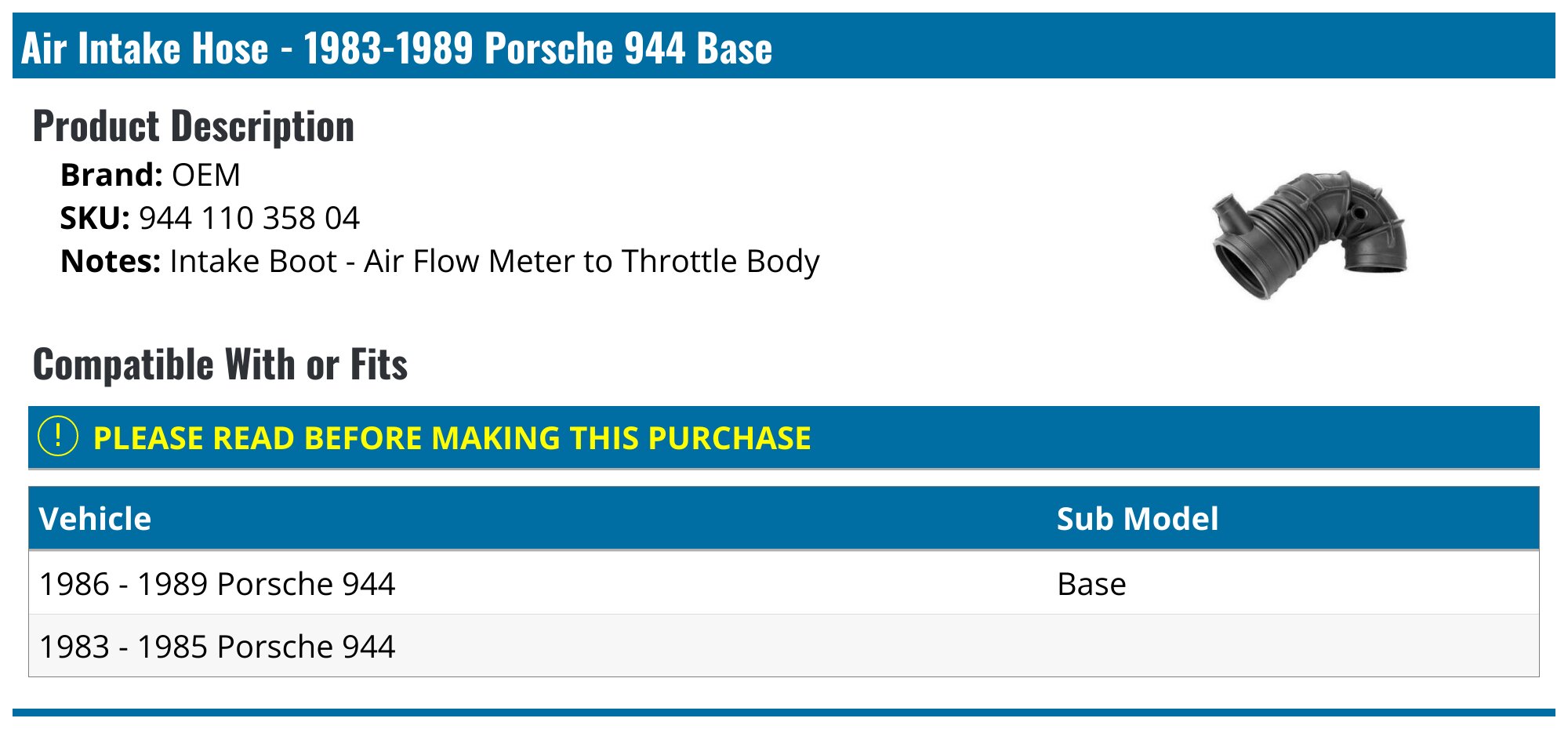 Air Intake Hose Replacement - Universal Air Intake Hose | Parts Geek
