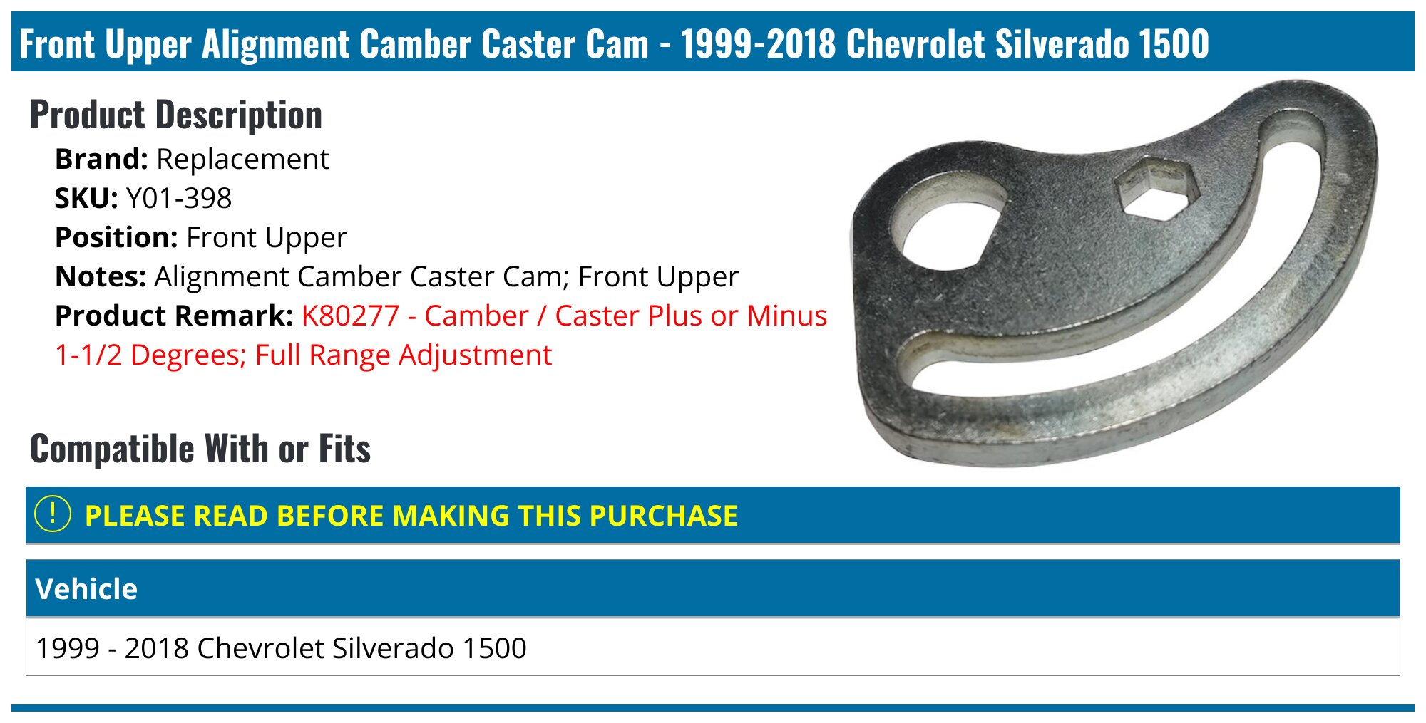 1999-2018 Chevrolet Silverado 1500 Alignment Camber Caster Cam ...