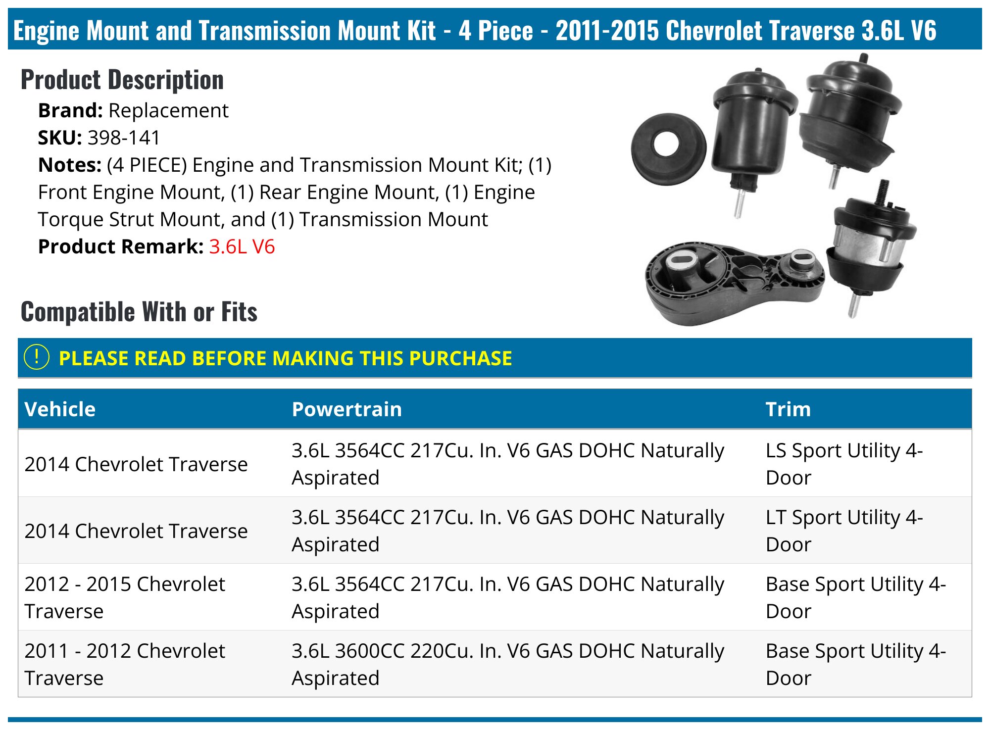 Engine Mount Replacement - Low Cost Motor Mounts | Parts Geek