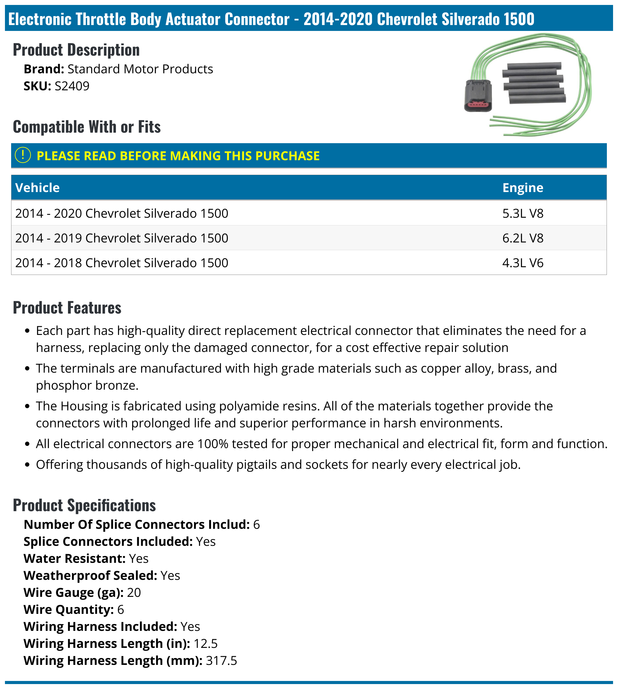 2014-2023 Chevrolet Silverado 1500 Electronic Throttle Body Actuator ...