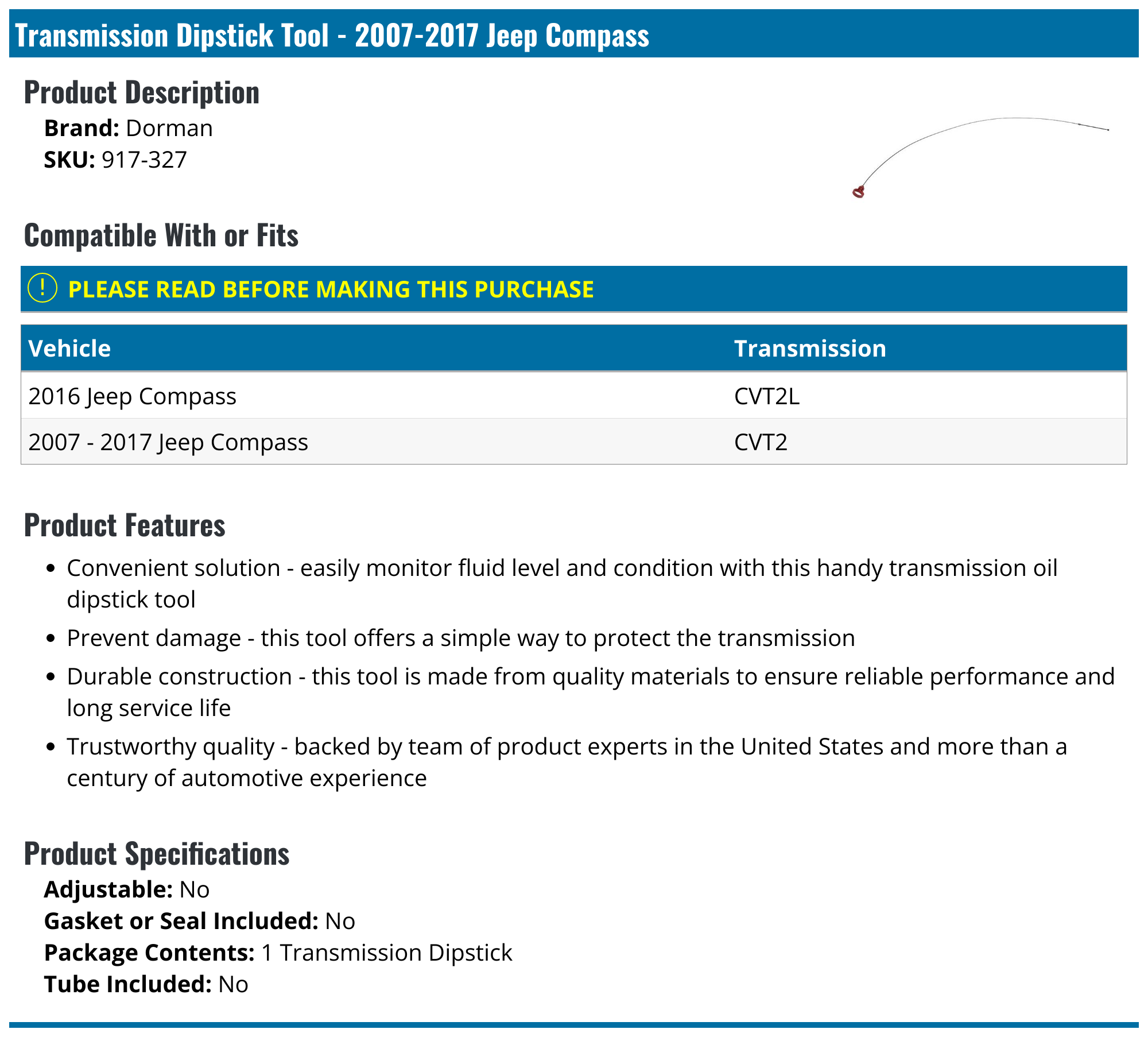 2007-2017 Jeep Compass Transmission Dipstick Tool - Dorman 917-327 ...