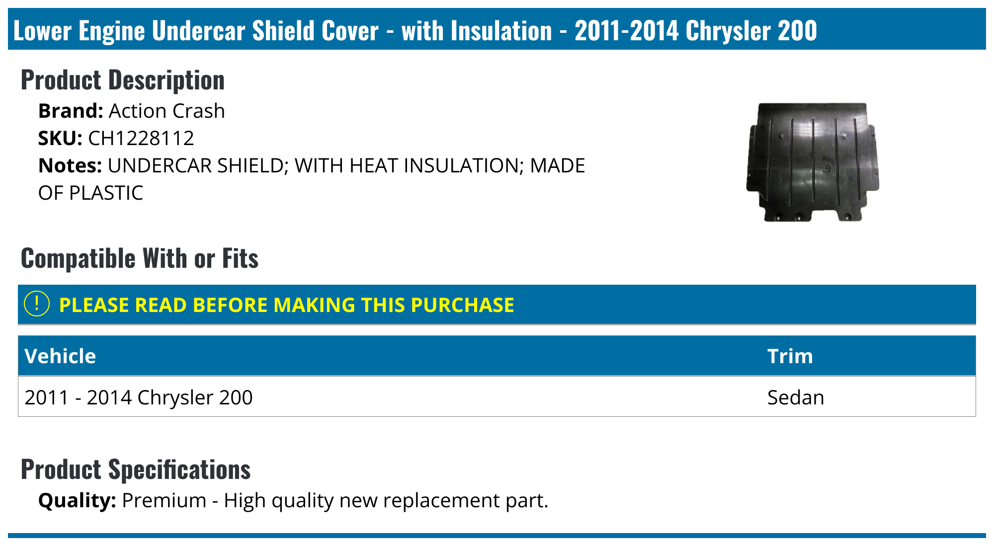 Engine Splash Shield Replacement Cost - Skid Plate Repair | Parts Geek