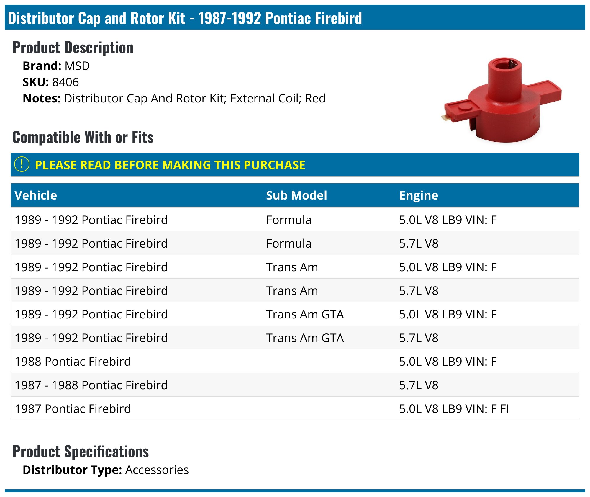 Msd Distributor MSD 8226 GM Dual Connector Coil | Quarter-Max Chevy 350 ...