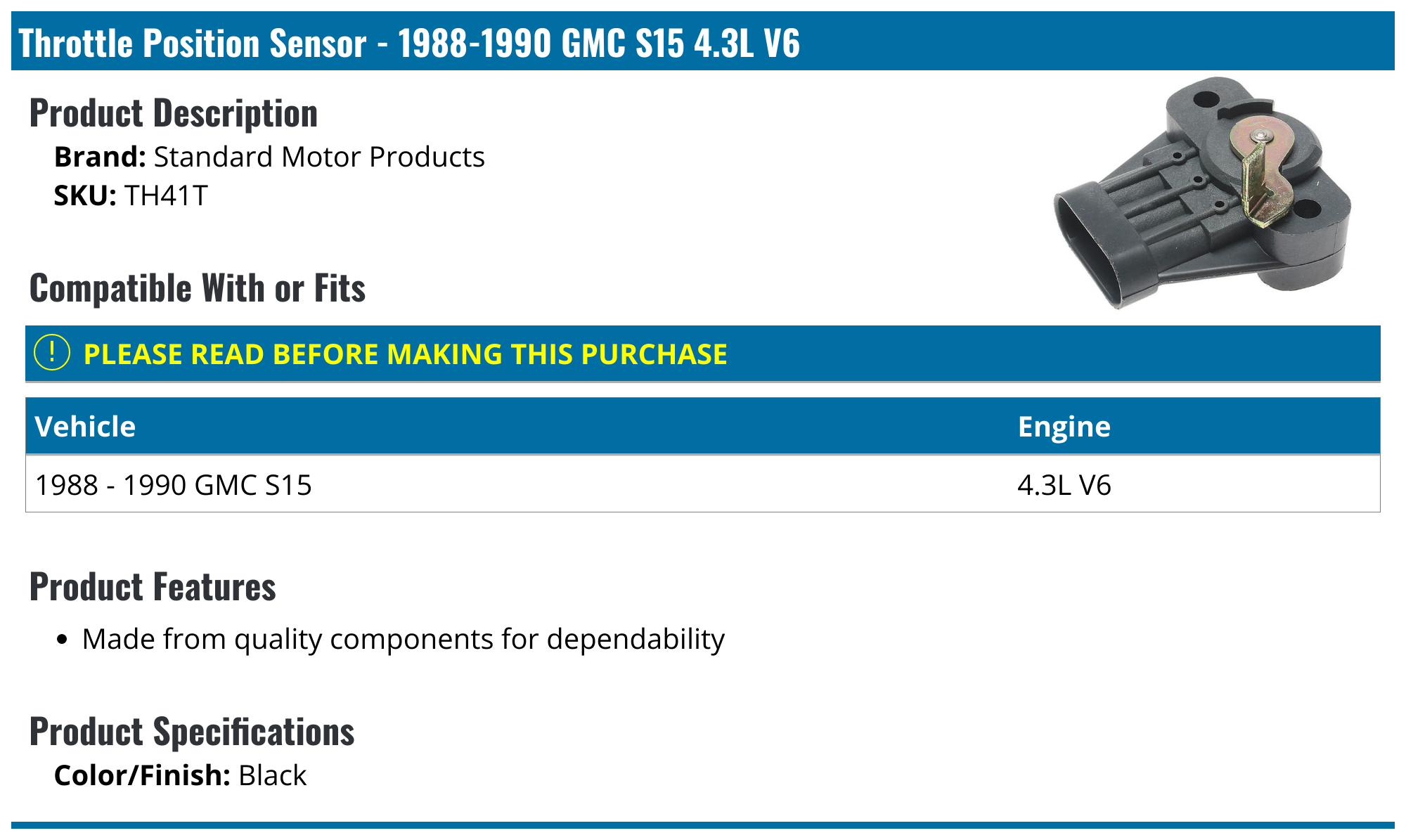 1988-1990 GMC S15 Throttle Position Sensor - Standard Motor Products ...