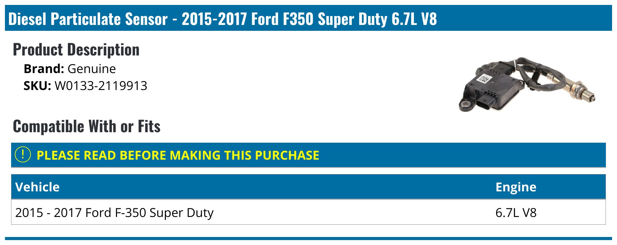 2015-2017 Ford F350 Super Duty Diesel Particulate Sensor - Genuine ...
