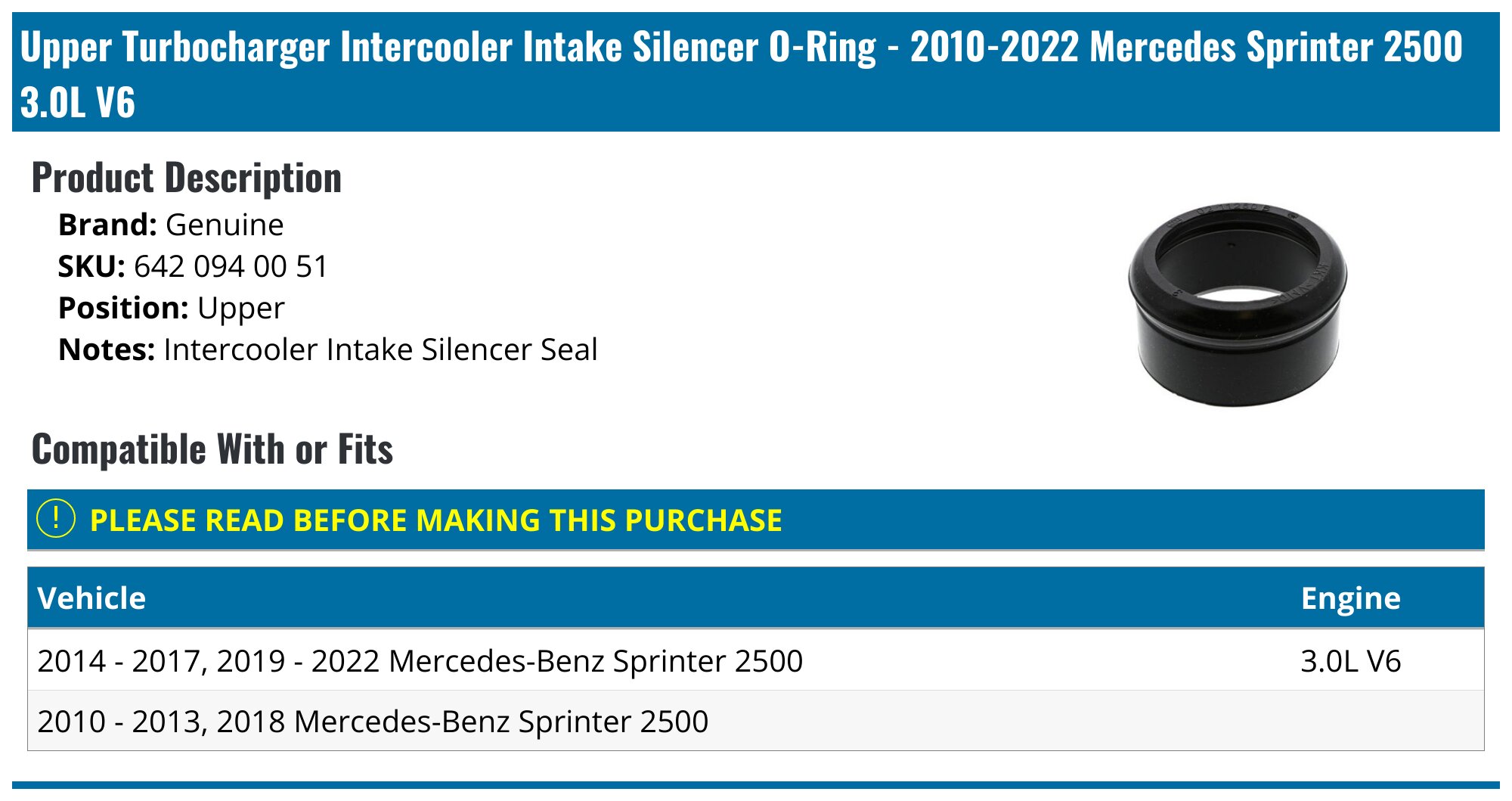 2010-2022 Mercedes Sprinter 2500 Turbocharger Intercooler Intake ...
