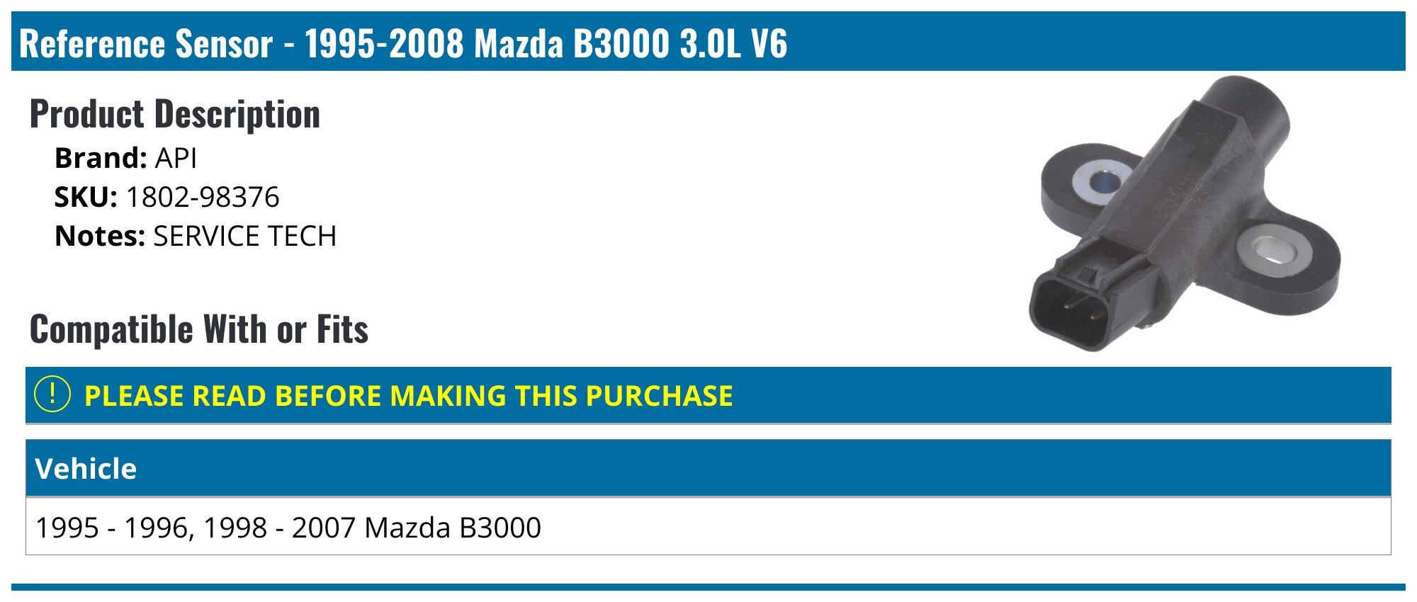 1995-2008 Mazda B3000 Crank Position Sensor - API 17695-07919696 ...