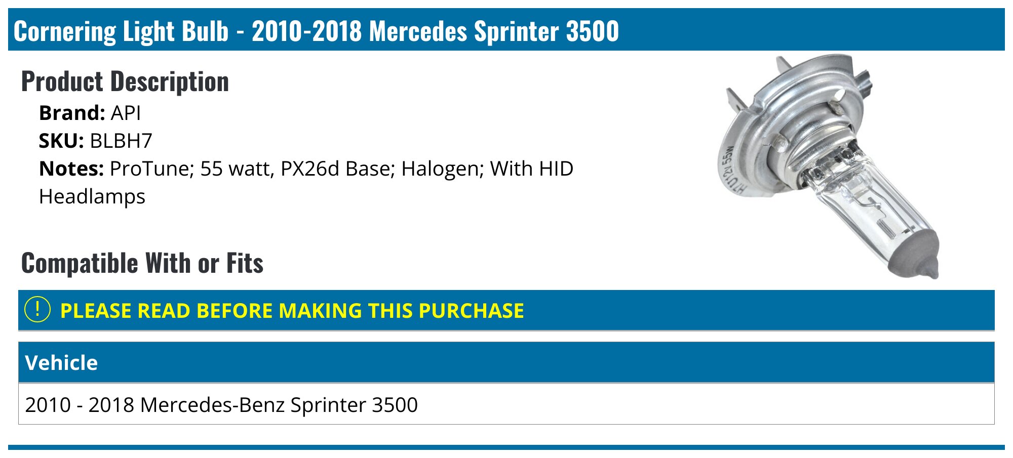 2010-2018 Mercedes Sprinter 3500 Cornering Light - API 96182-07651742 ...