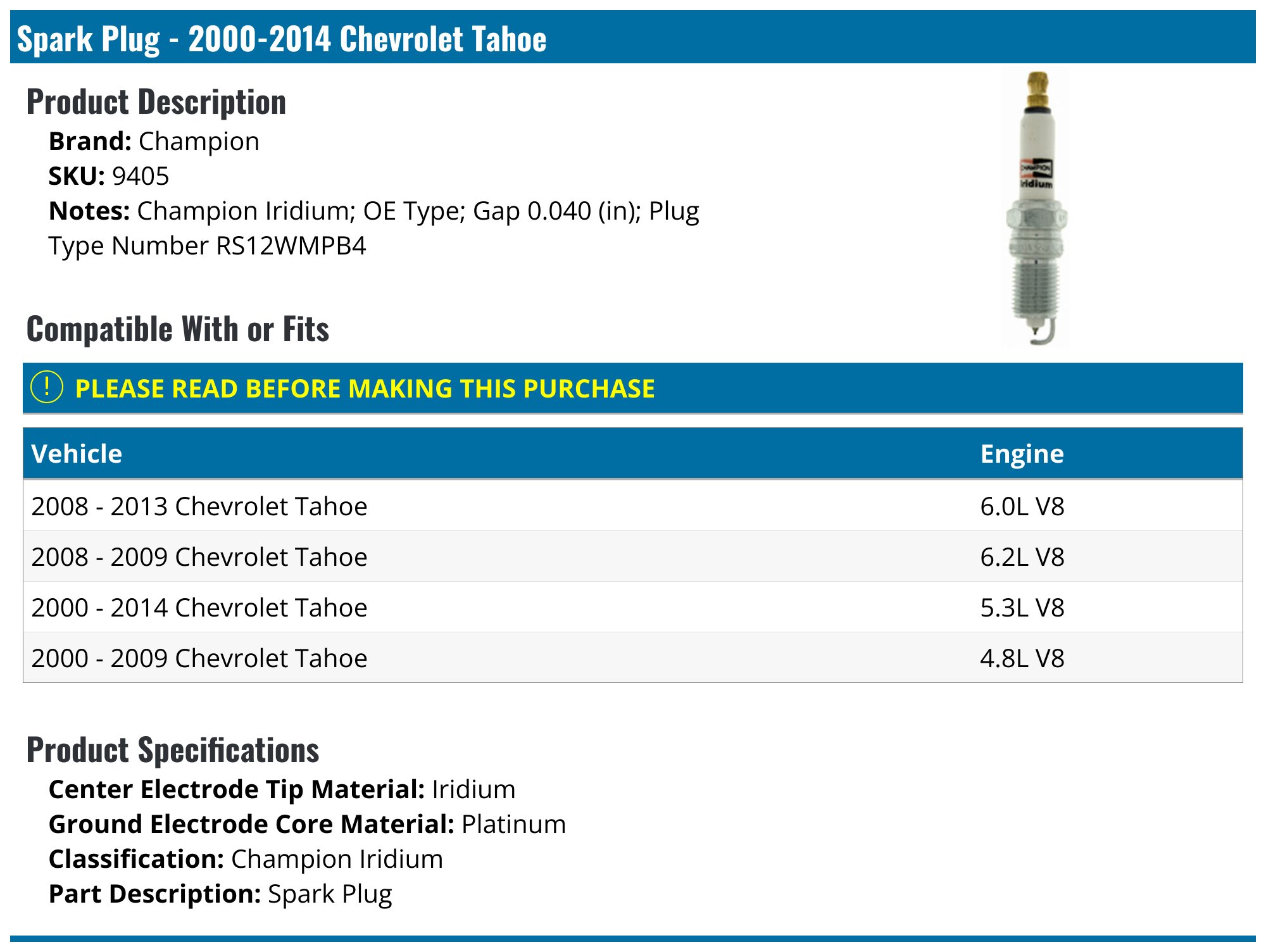 2017 Chevy Tahoe Spark Plug Maintenance Schedule