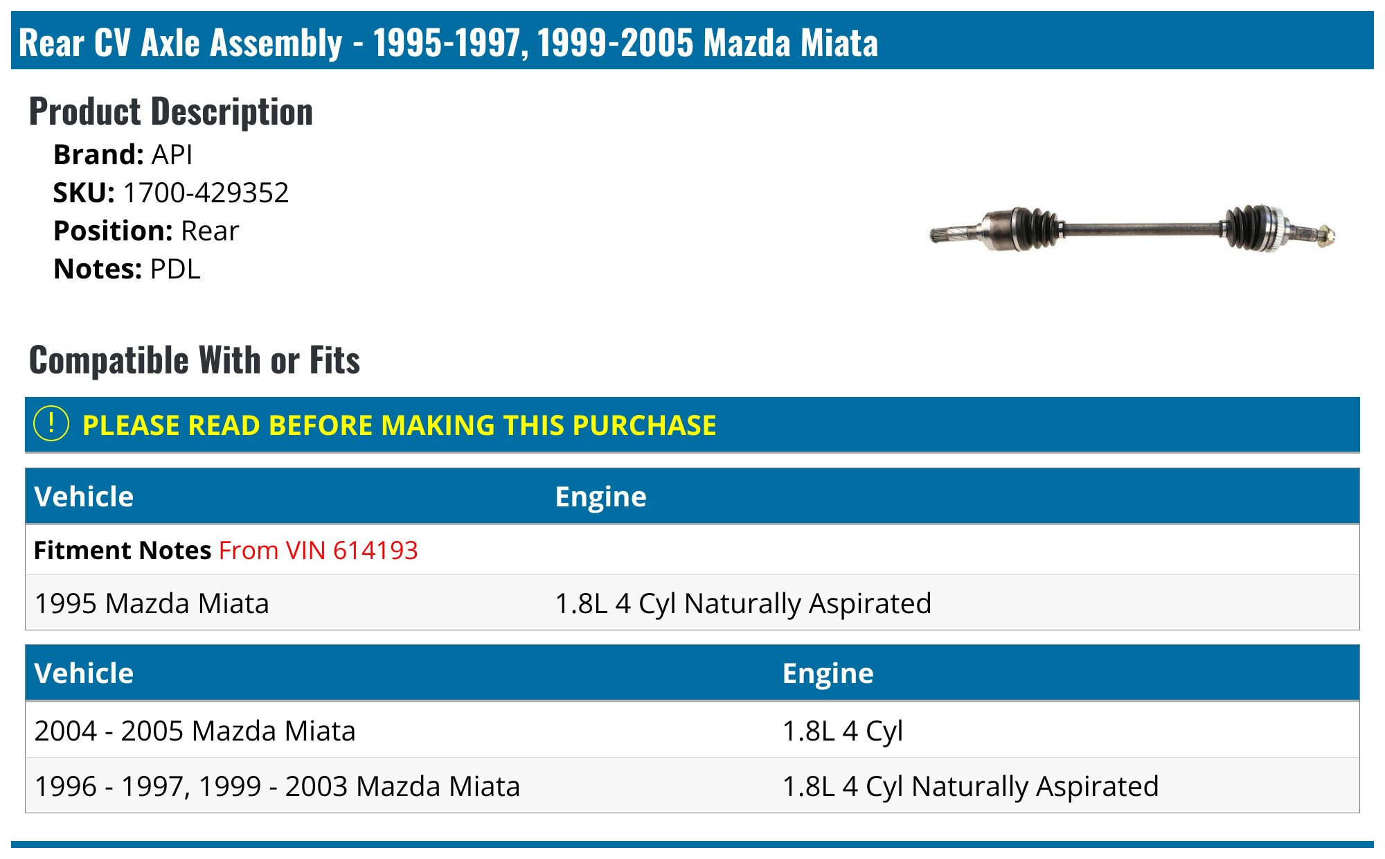 CV Axle Assembly Replacement - Left Right Front & Rear Axles | Parts Geek
