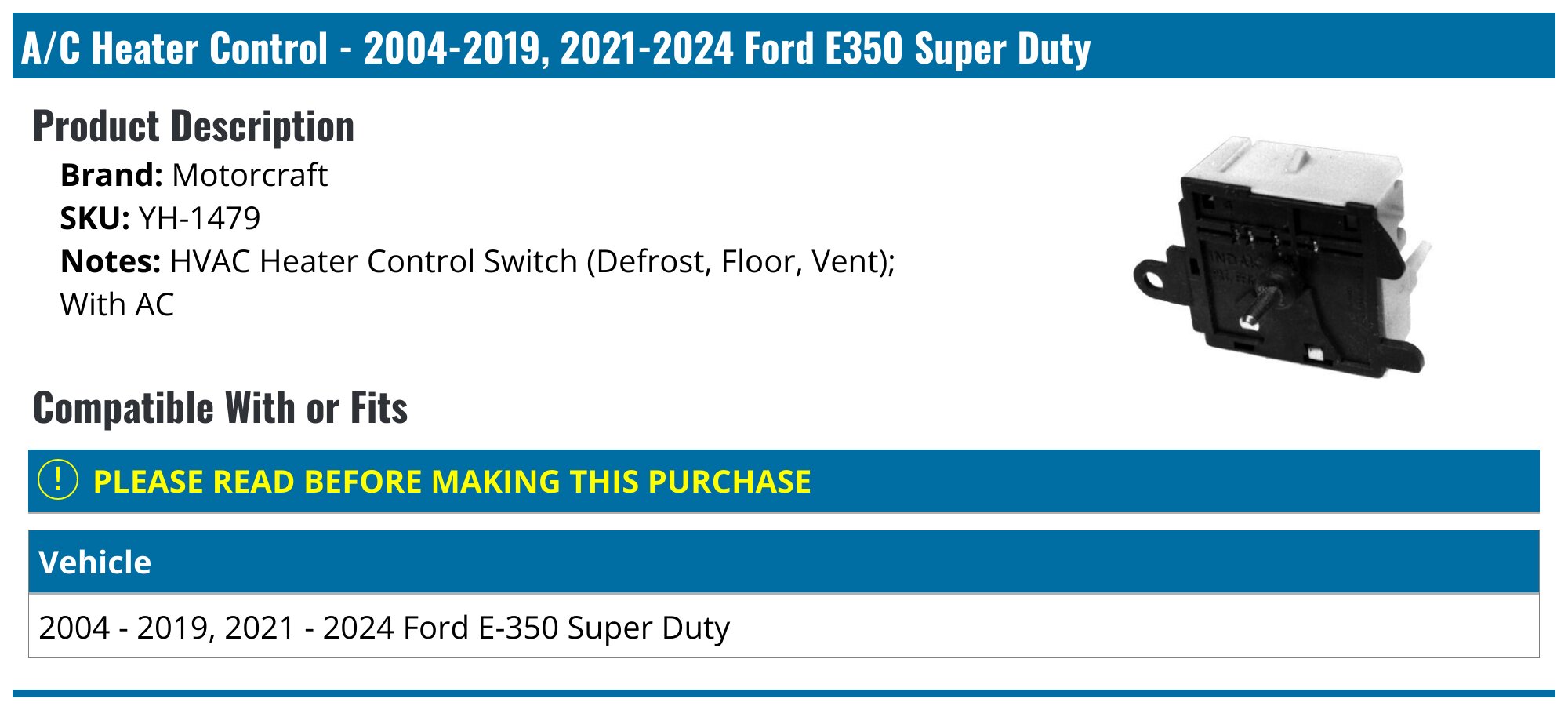 AC Heater Control Panel - AC/Heater Climate Control Switch | Parts Geek