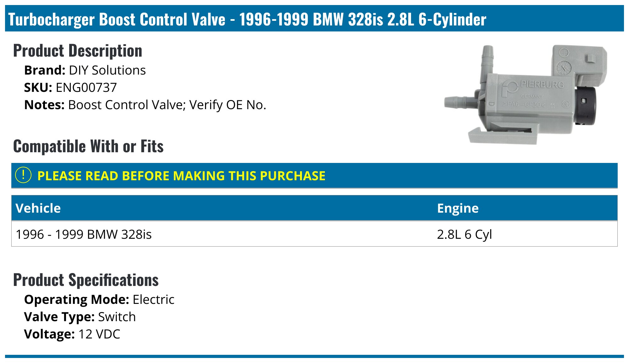 1996-1999 BMW 328is Turbocharger Boost Control Valve - DIY Solutions ...