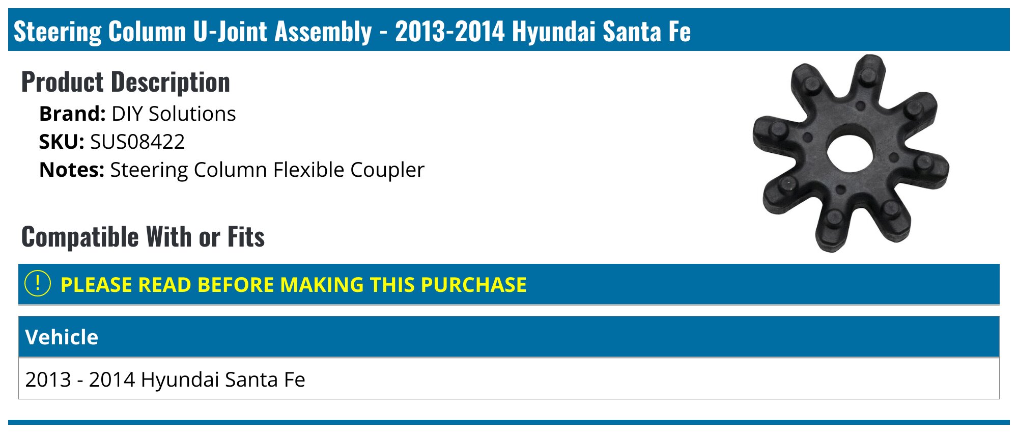 2013-2014 Hyundai Santa Fe Steering Column U-Joint Assembly - DIY ...