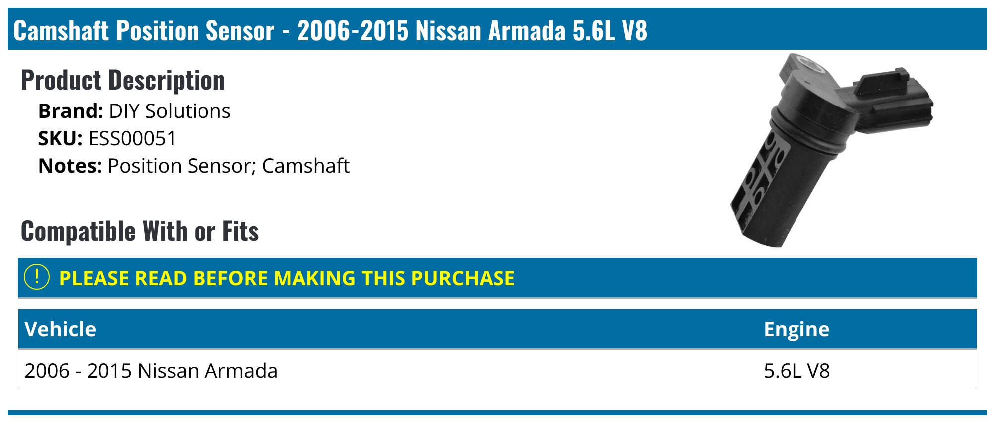 2006-2015 Nissan Armada Camshaft Position Sensor - DIY Solutions ...