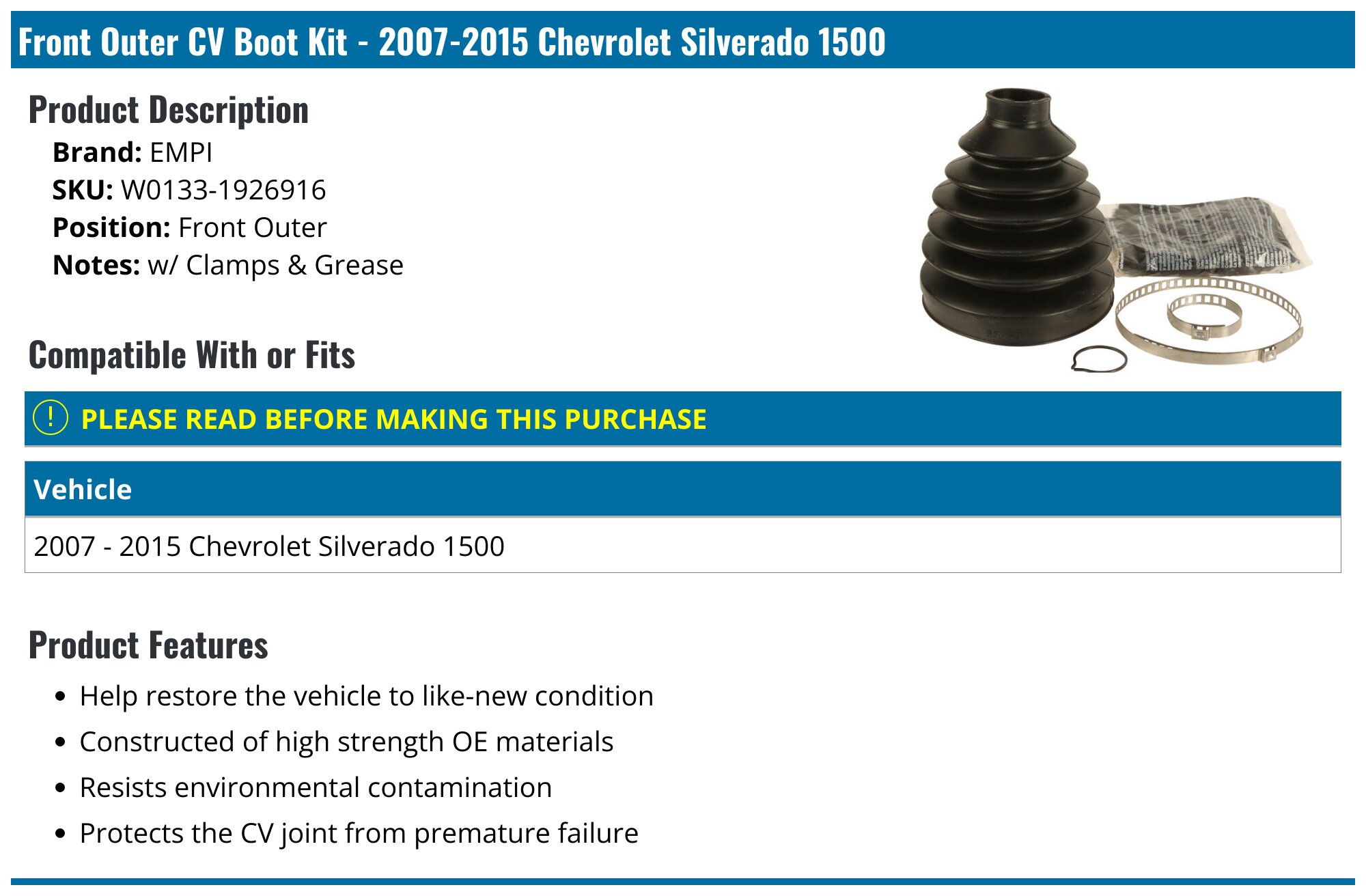 CV Boot Replacement - CV Boot Repair Kits | Parts Geek