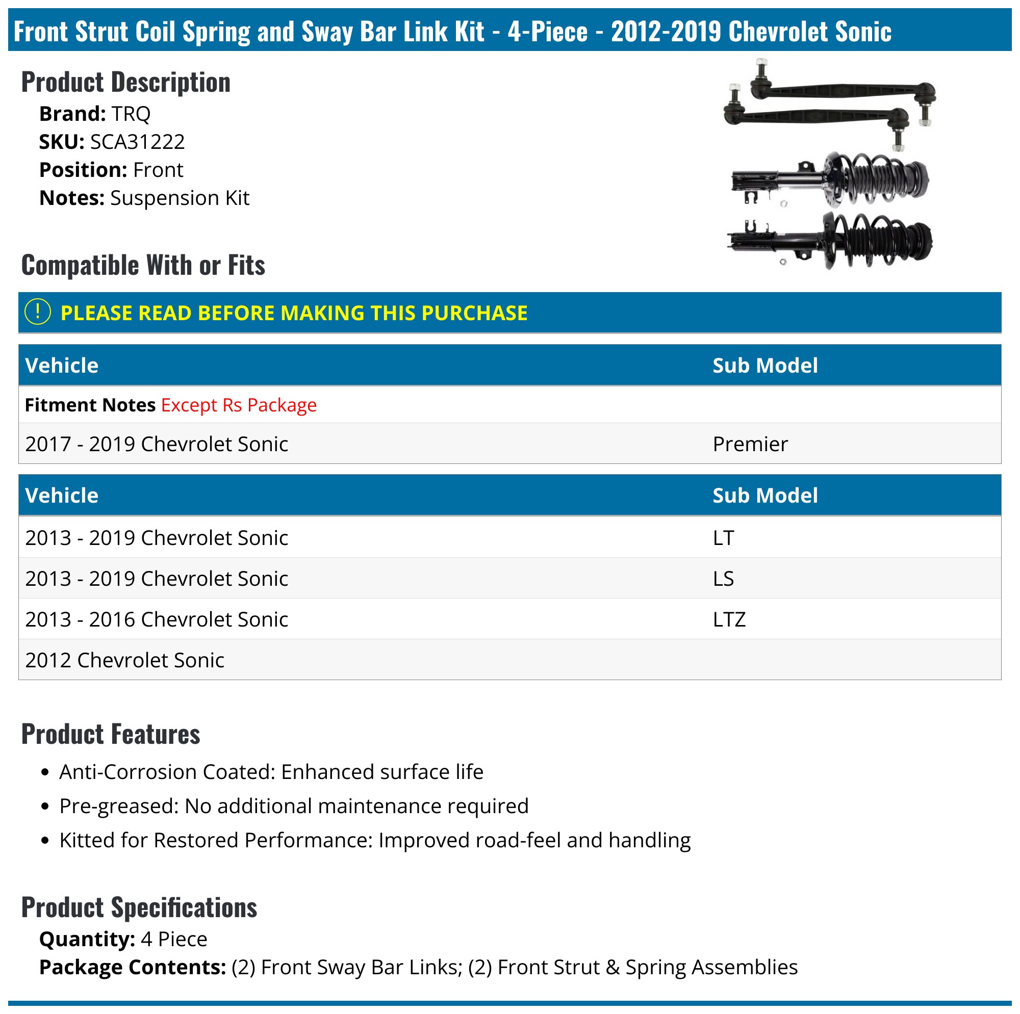 Car Struts - Complete Strut Assembly Replacement (Front & Rear)