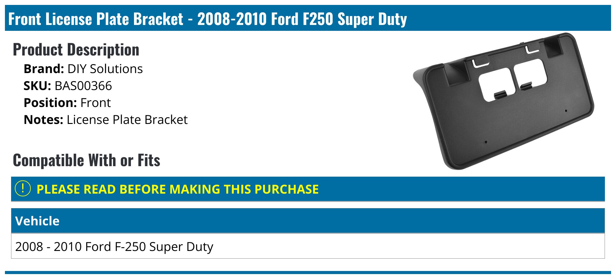 2008-2010 Ford F250 Super Duty License Plate Bracket - DIY Solutions ...