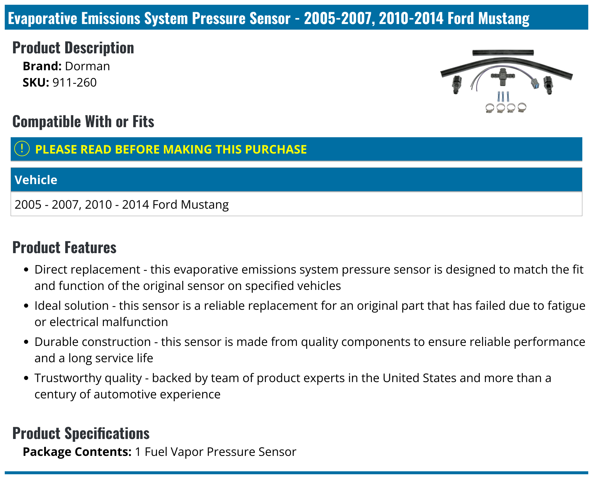 2005-2007, 2010-2014 Ford Mustang Evaporative Emissions System Pressure ...