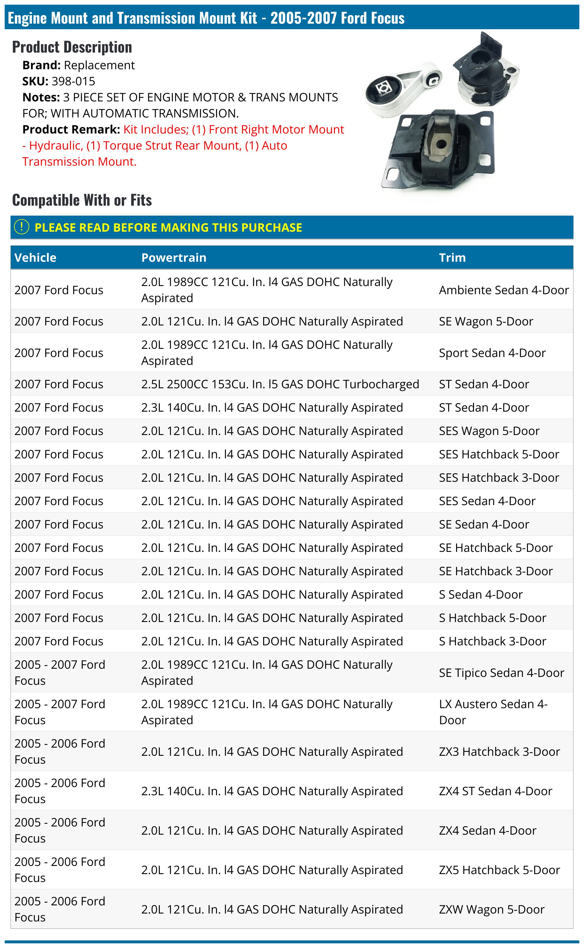 Ford Engine Mount | F150 Focus Escape Explorer - 2013 2012 2014 2005