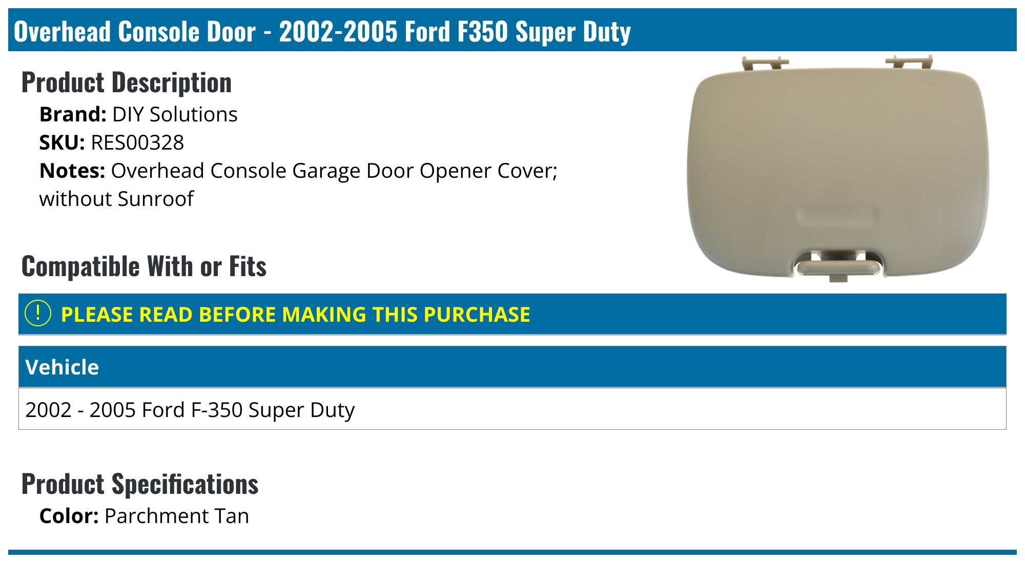 2002-2005 Ford F350 Super Duty Overhead Console Door - DIY Solutions ...