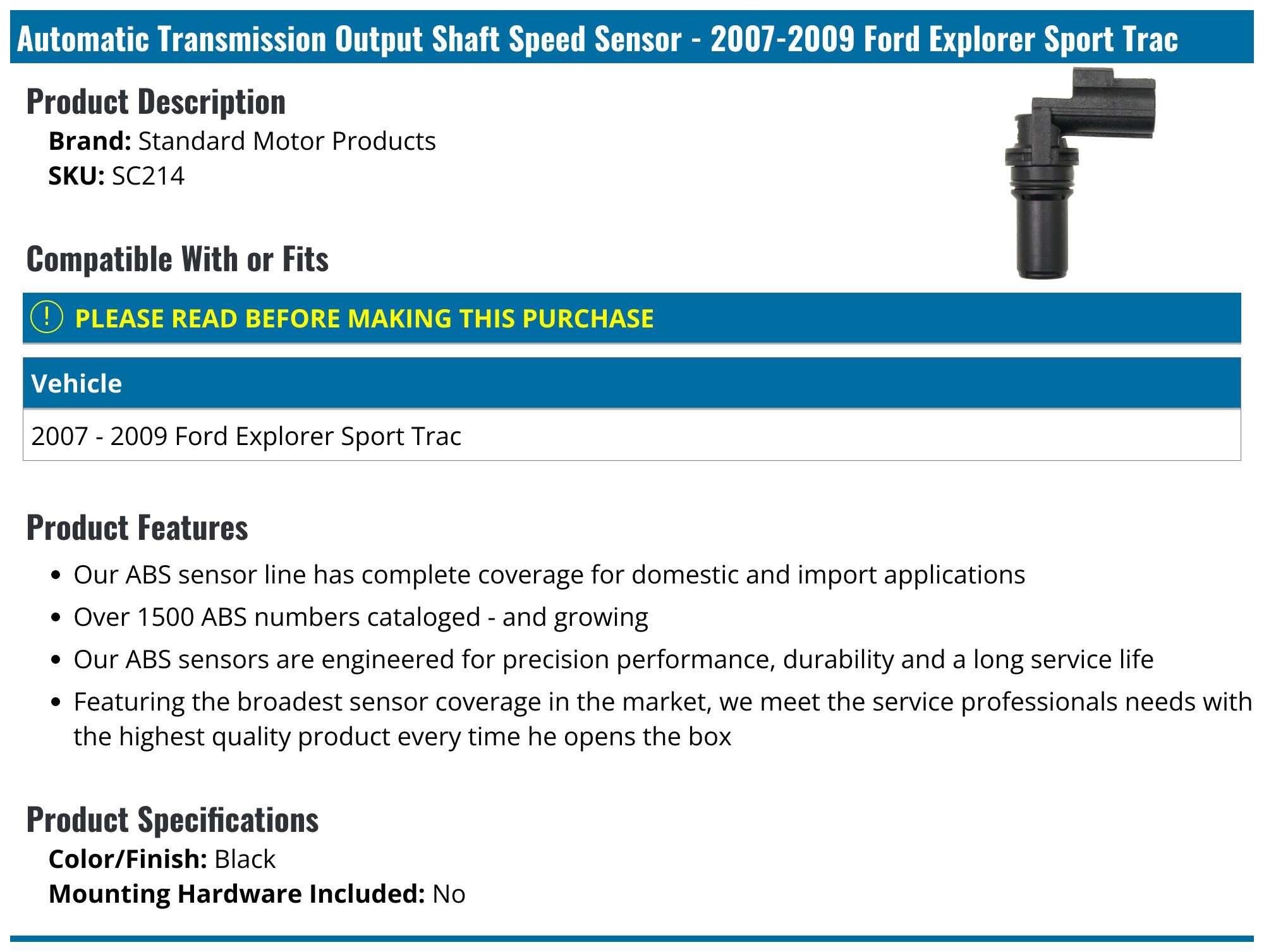 2007-2010 Ford Explorer Sport Trac Automatic Transmission Output Shaft ...